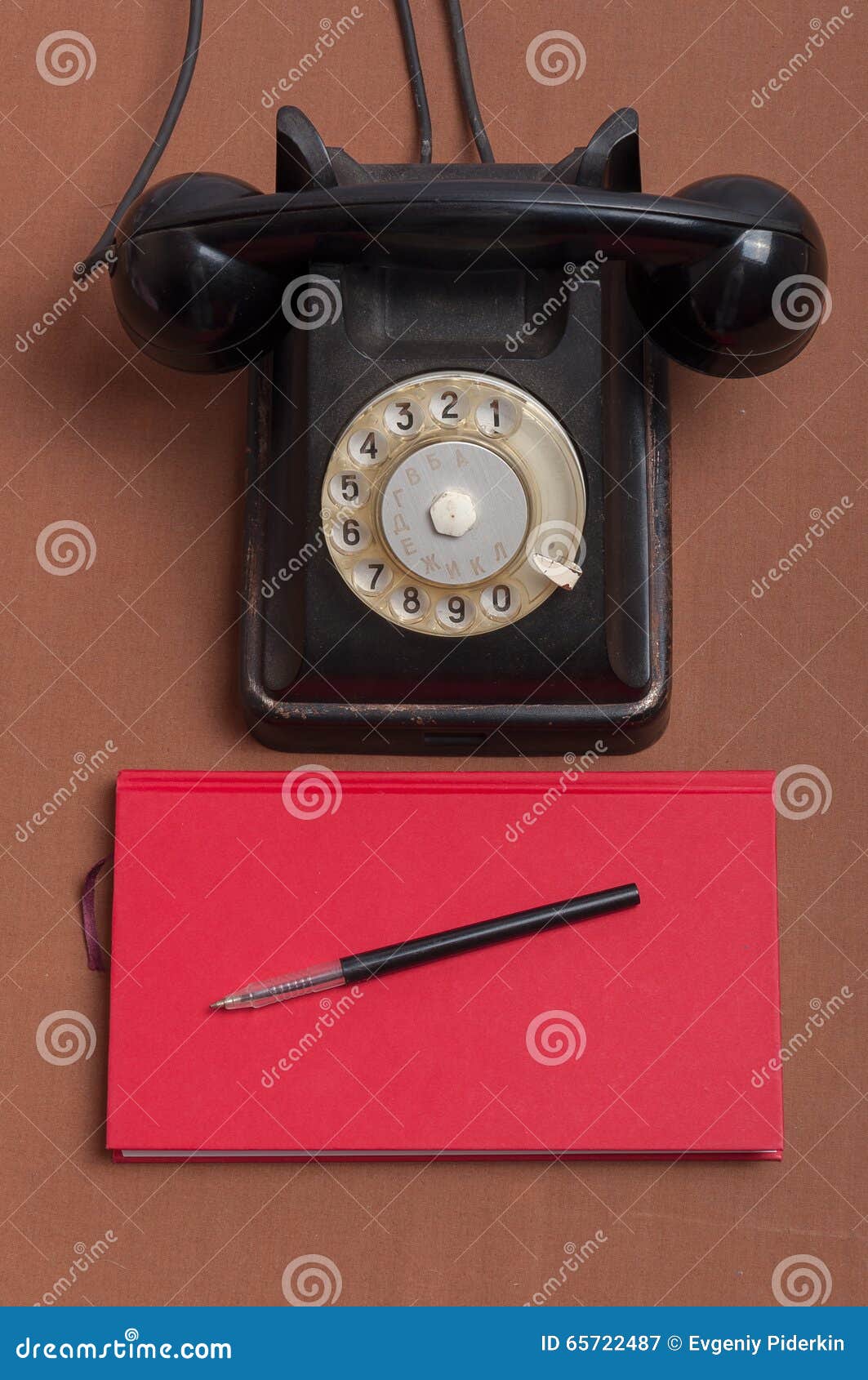 Retro Style Black Russian Dial Telephone and Notebook Stock Image ...