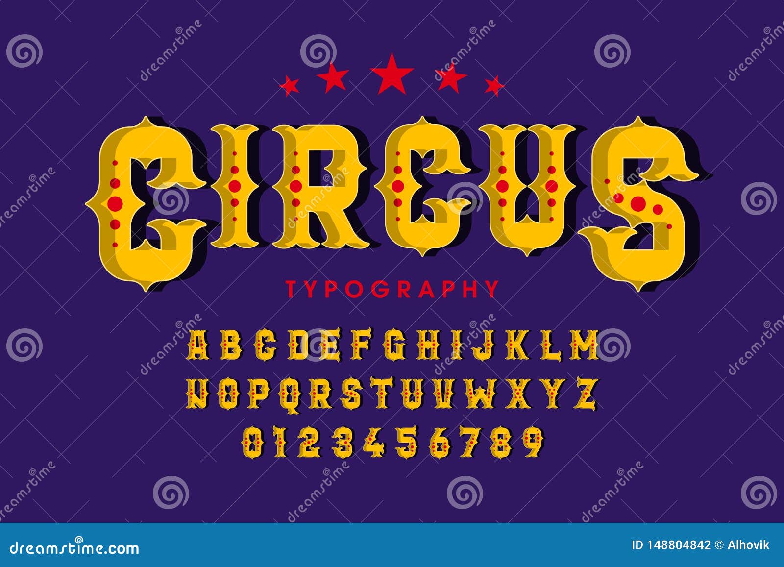 Retro Style Circus Font Vector Illustration | CartoonDealer.com #148804842