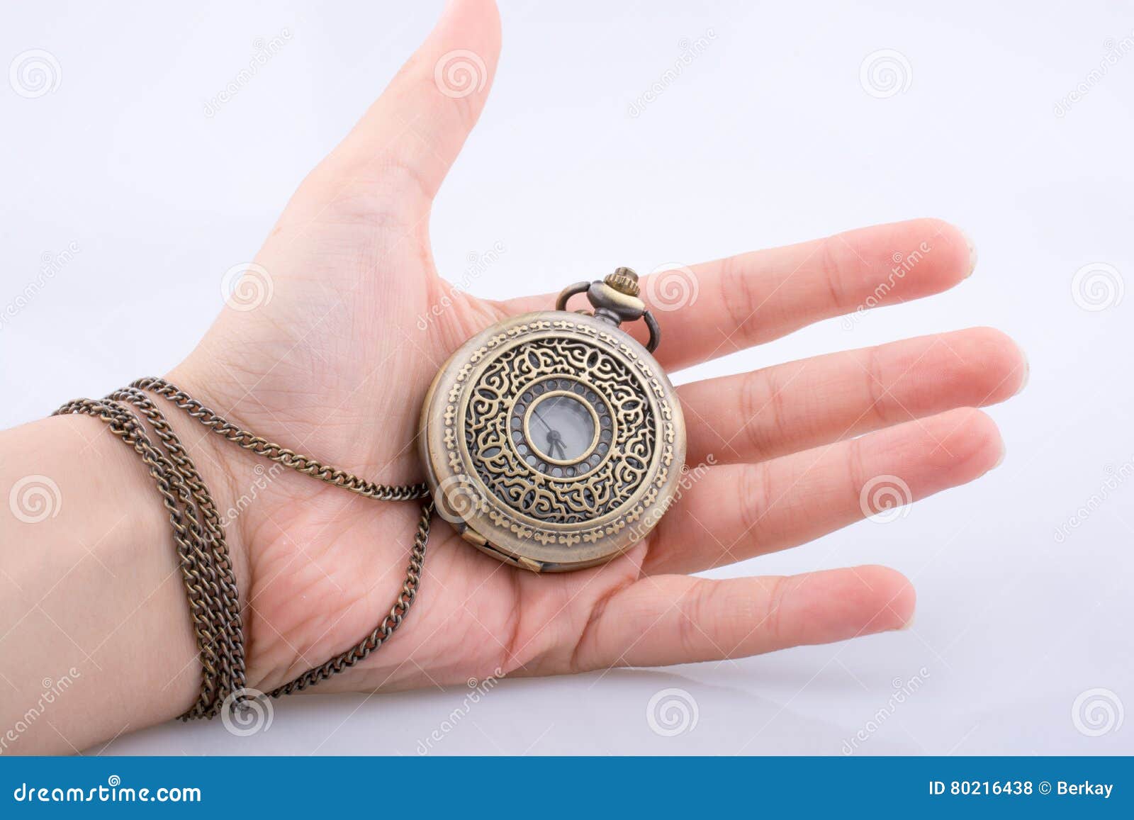 Retro Style Classic Pocket Watch in Hand Stock Photo - Image of aged ...