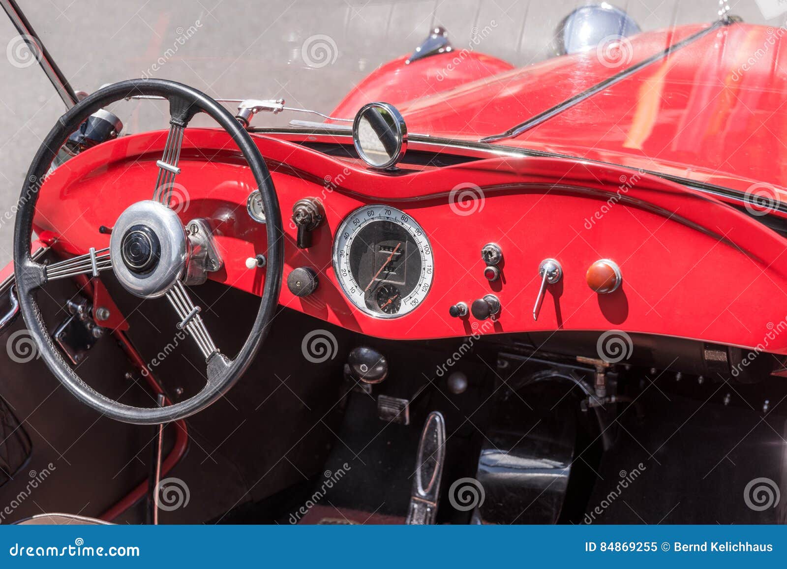 Retro Style Classic Red Car Interior Stock Image - Image of cabrio ...