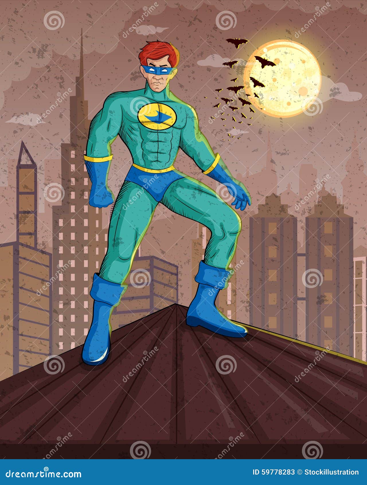 Retro Style Comics Superhero Stock Vector - Illustration of costume ...