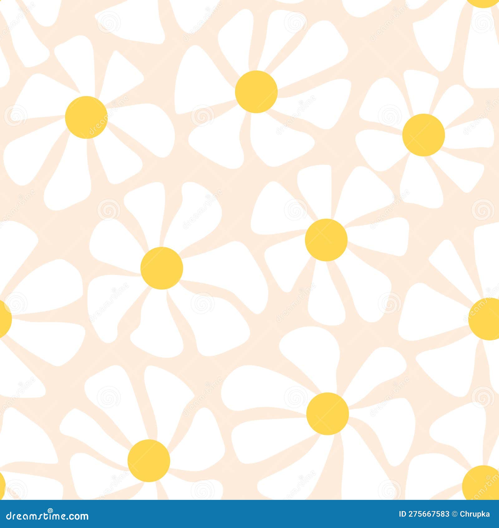 Retro Style Daisy Flower Seamless Pattern Stock Vector - Illustration ...