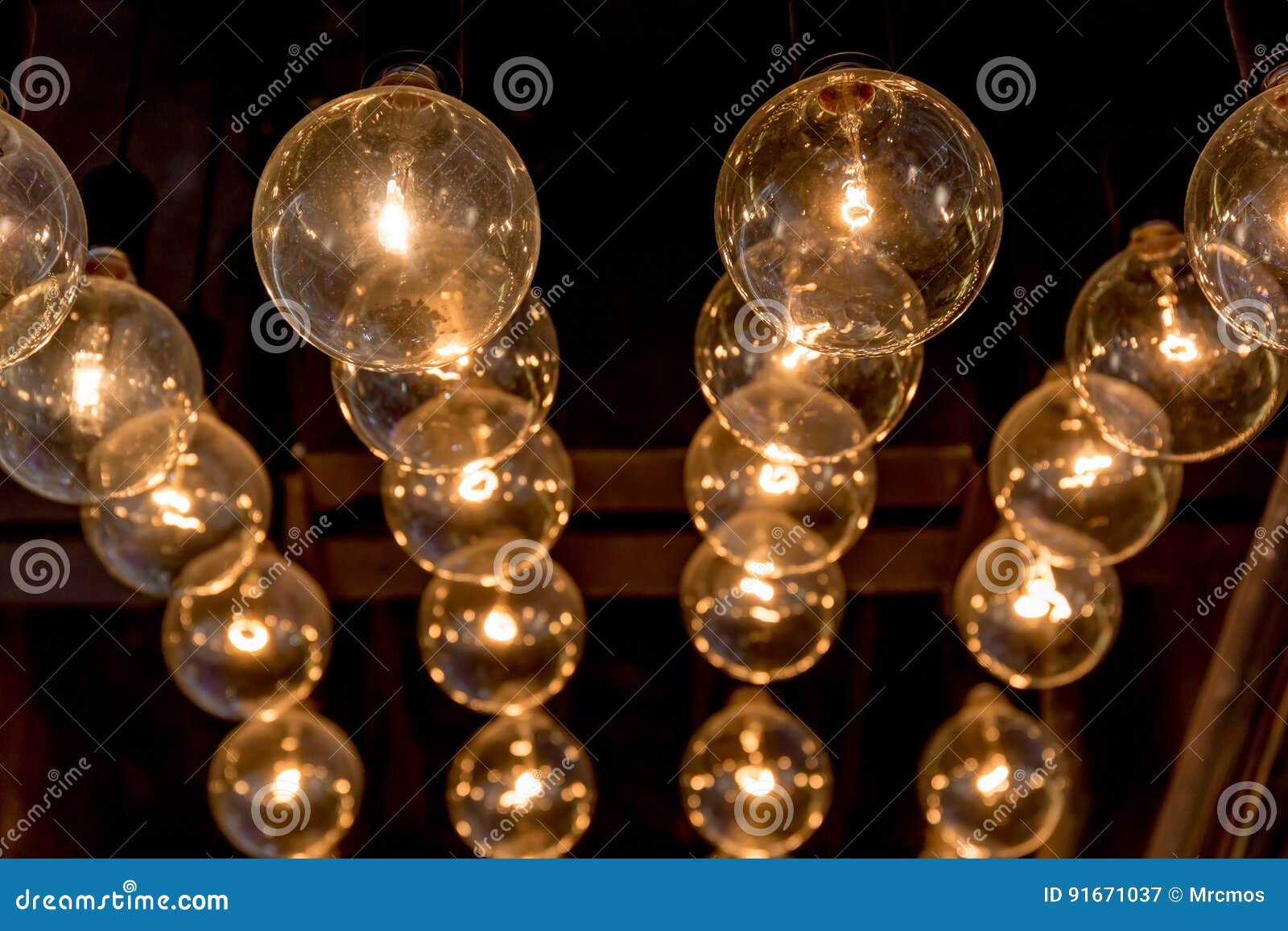 Retro Style of Edison Light Bulbs Decoration on Ceiling in Department ...