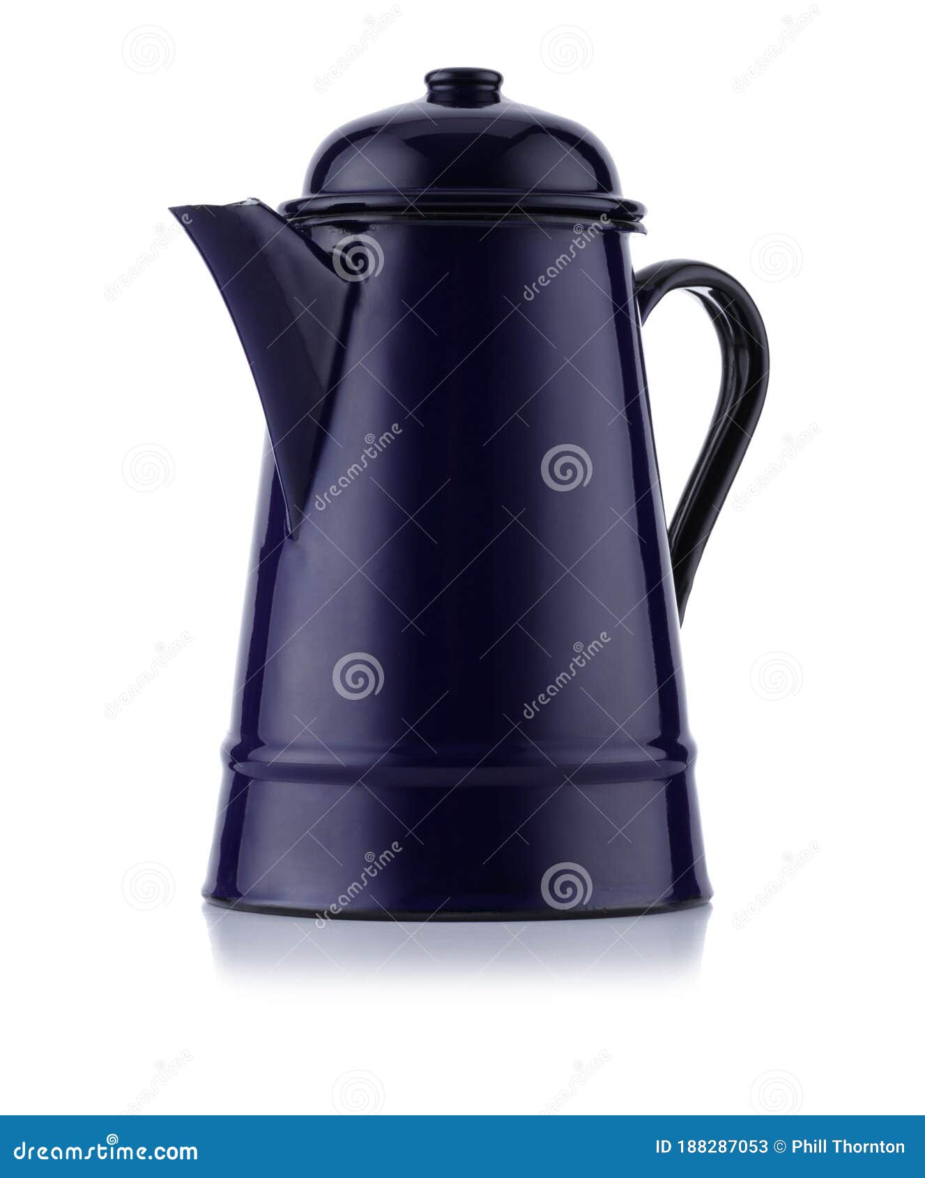 Retro Style Enamal Blue Coffee Pot, Isolated on White Stock Image ...