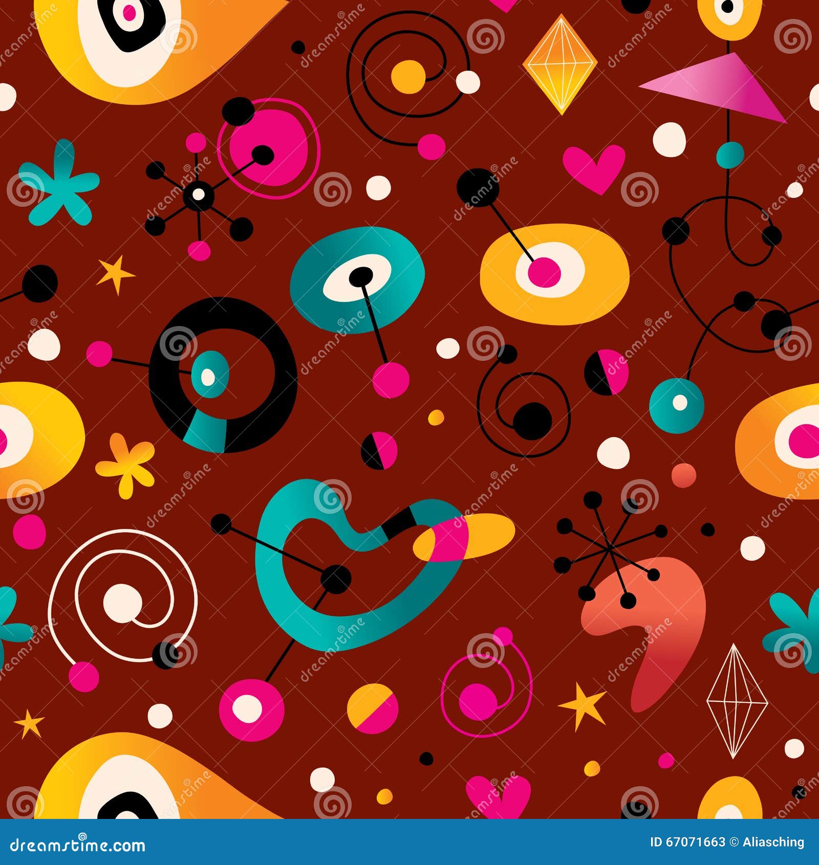 Retro Style Fifties Sixties Abstract Art Seamless Pattern Stock Vector ...