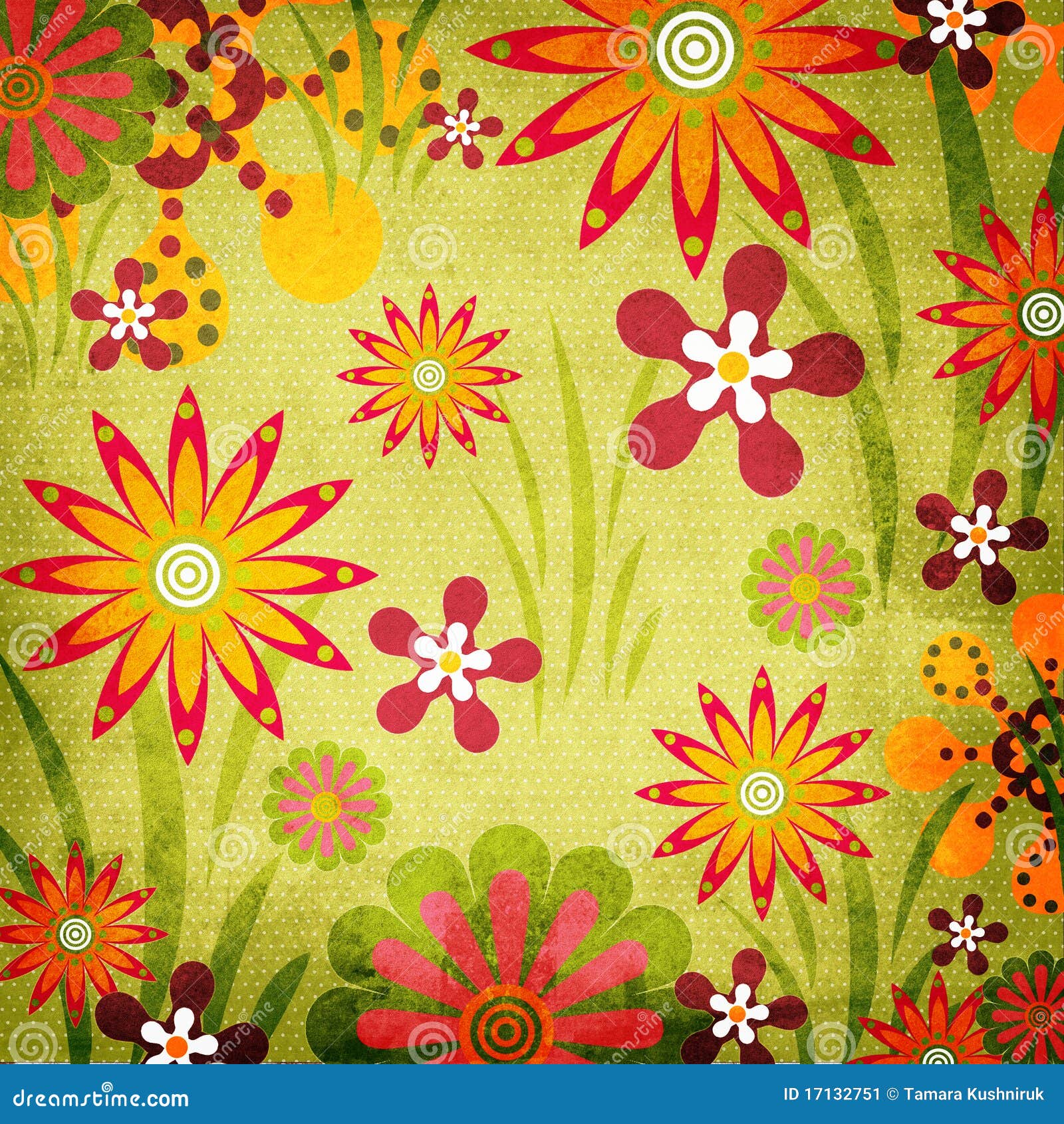 Retro Style Flower Design Background Stock Illustration - Illustration ...