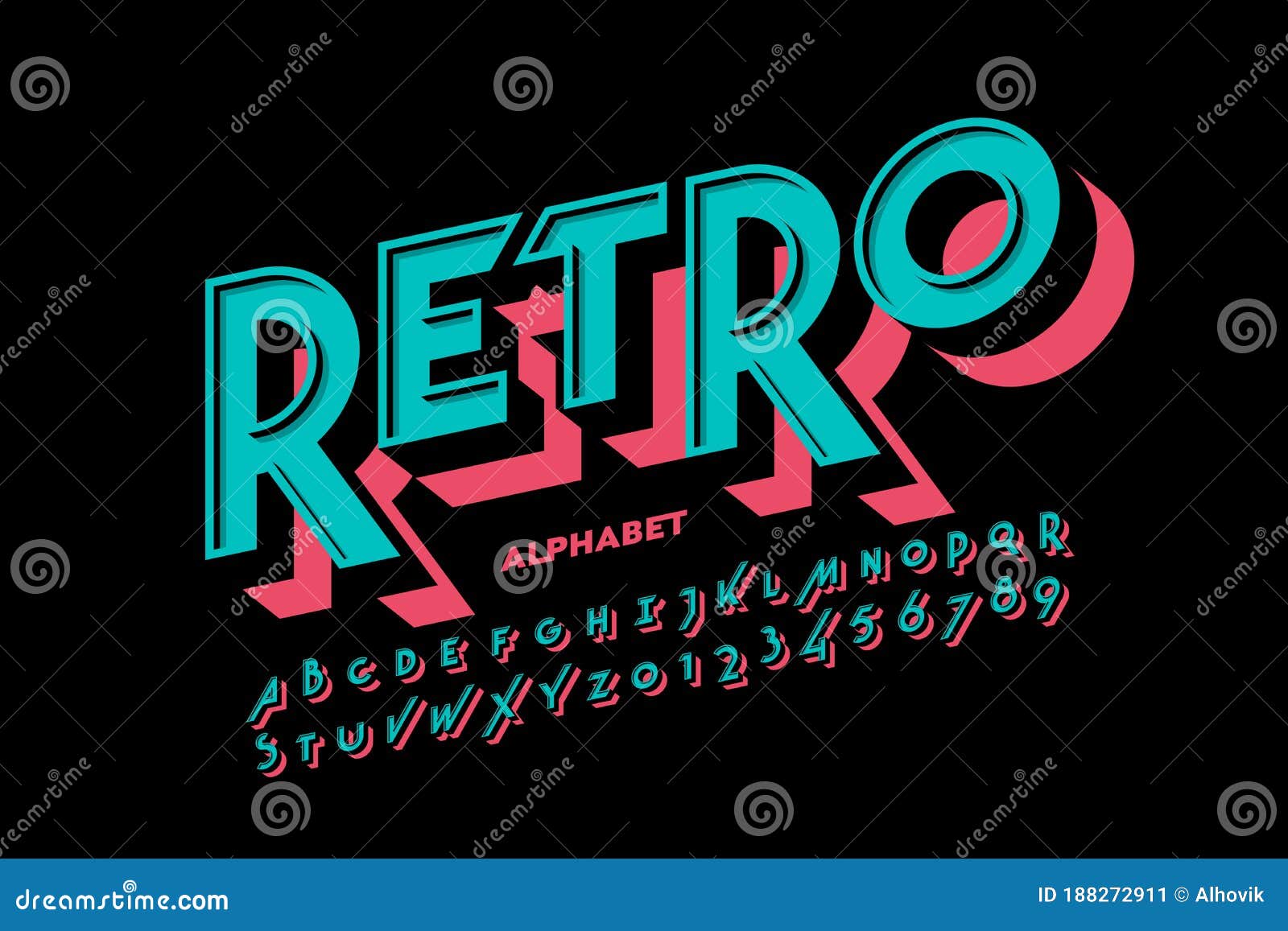Retro style font design stock vector. Illustration of bright - 188272911