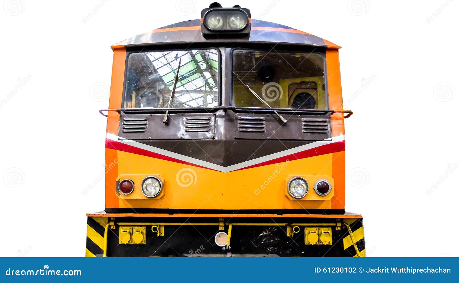 Retro Style Front of the Train Isolated on White Background Stock Photo ...