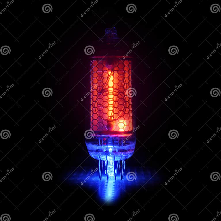 Retro-style Gas-discharge Display. Digit 1 and Point Stock Photo ...