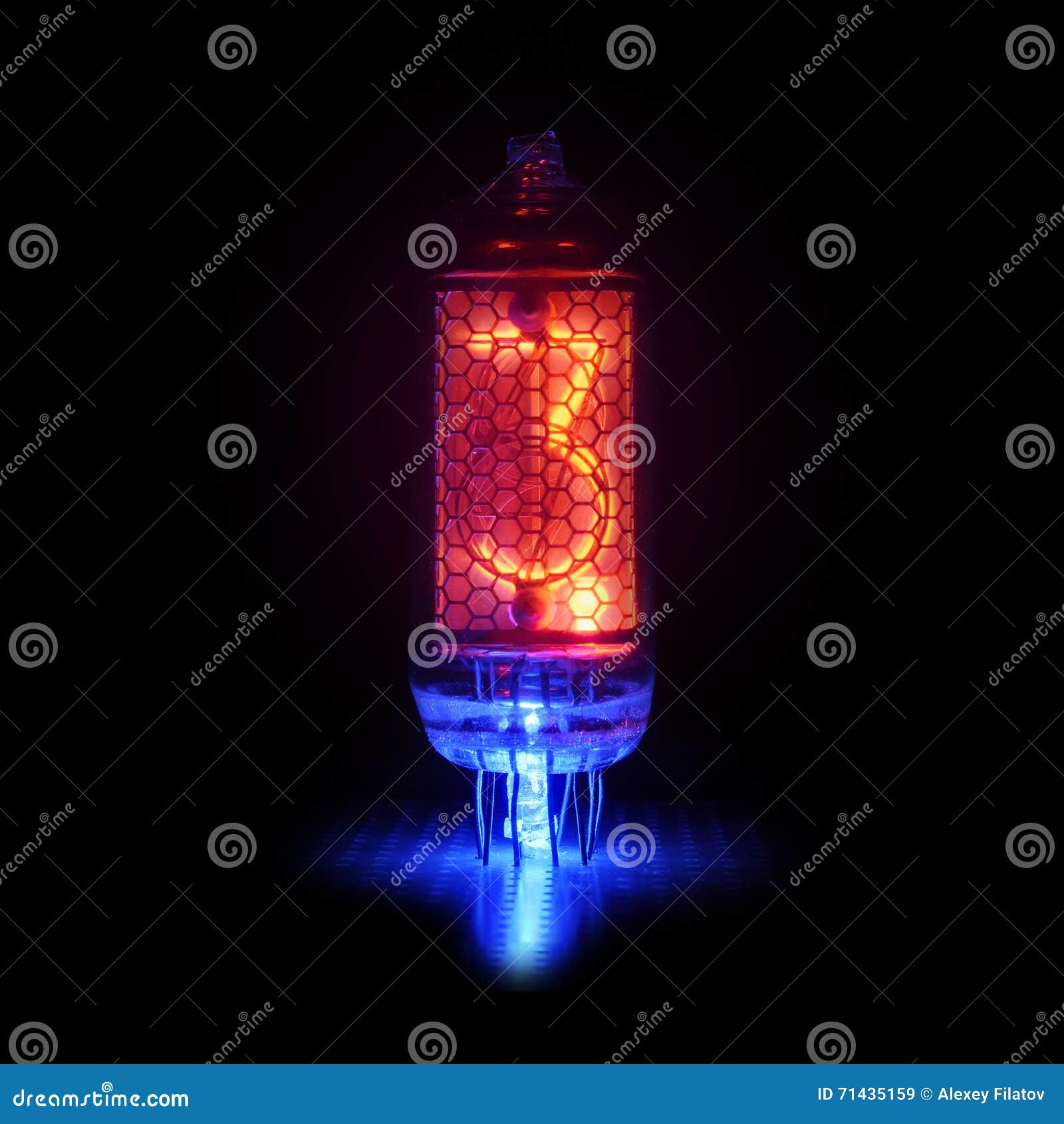 Retro-style Gas-discharge Display. Digit 3 and Point Stock Image ...