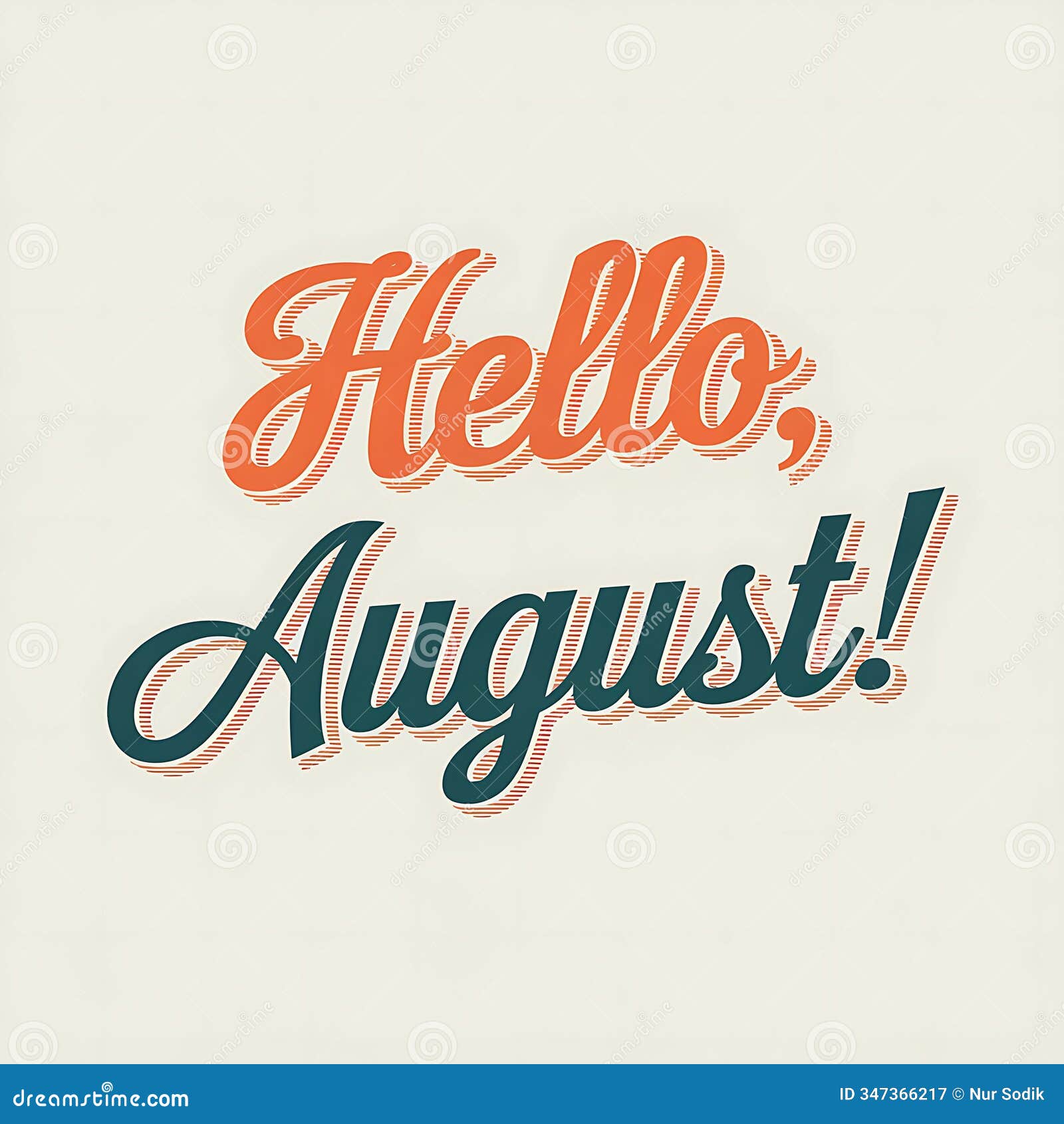 Hello August Retro Style Text Design Stock Illustration - Illustration ...
