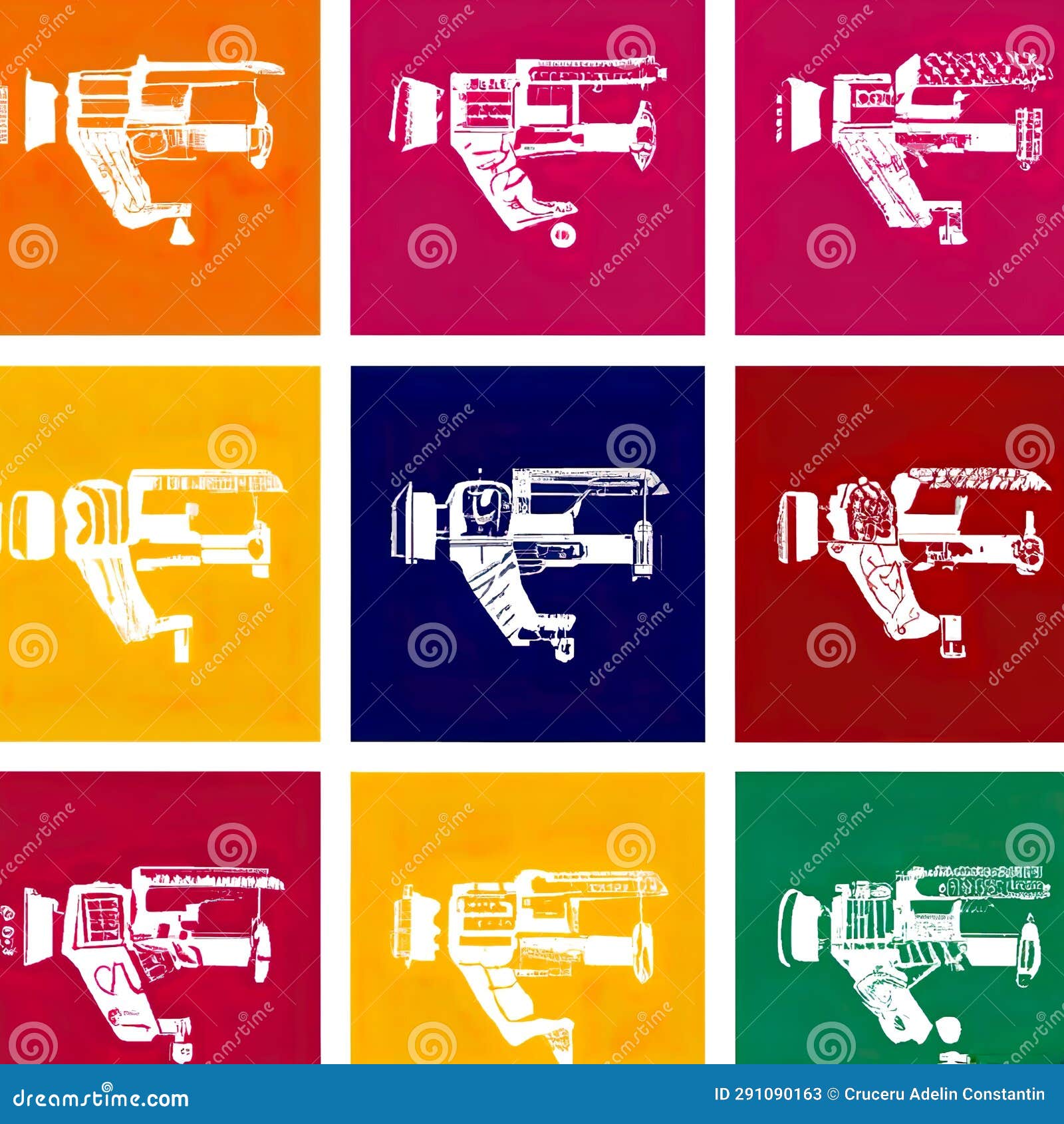 Retro Style Gun Vector in Diverse Colours Stock Illustration ...