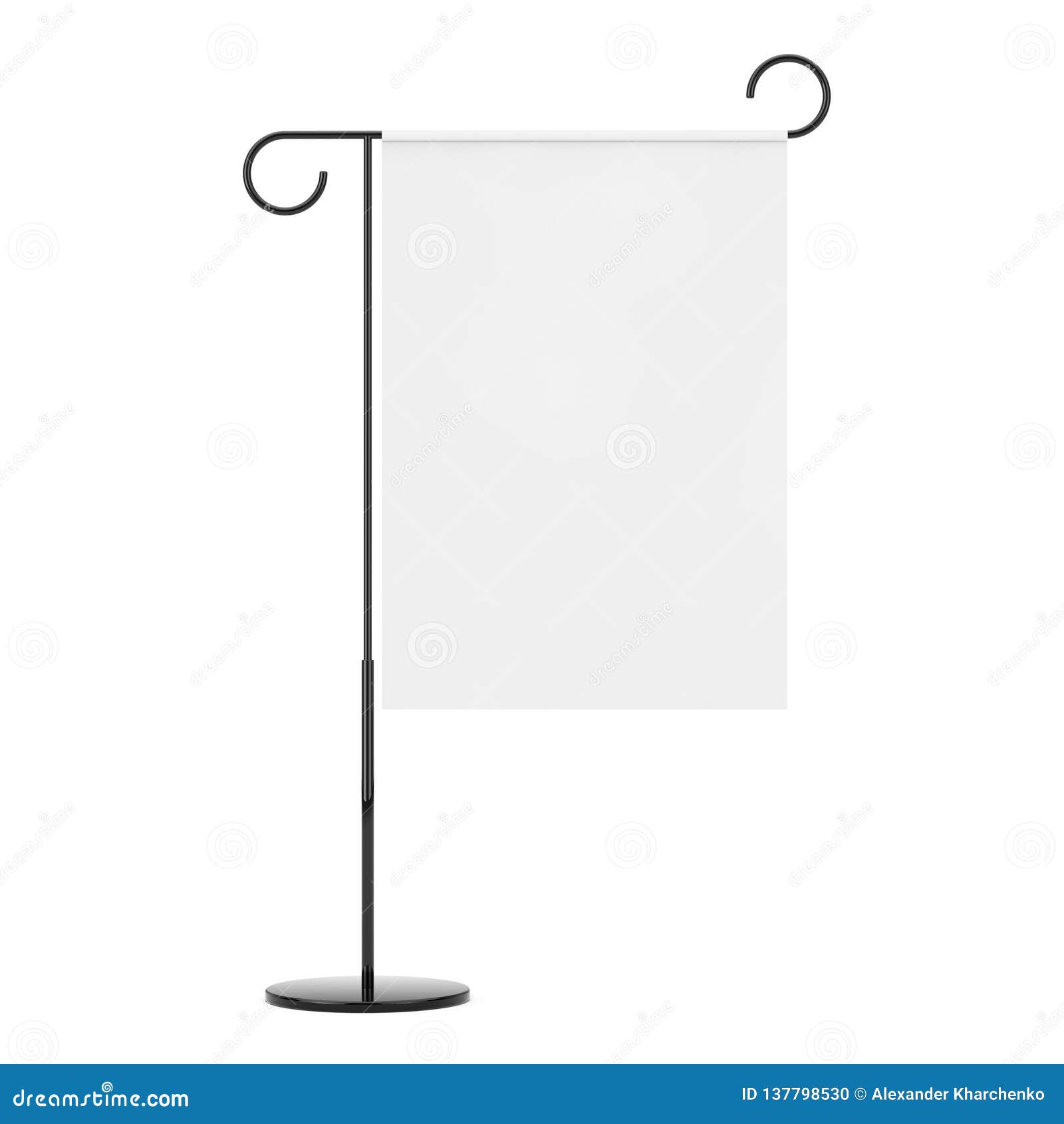 Retro Style Iron White Blank Banner Stand Signboard. 3d Rendering Stock ...