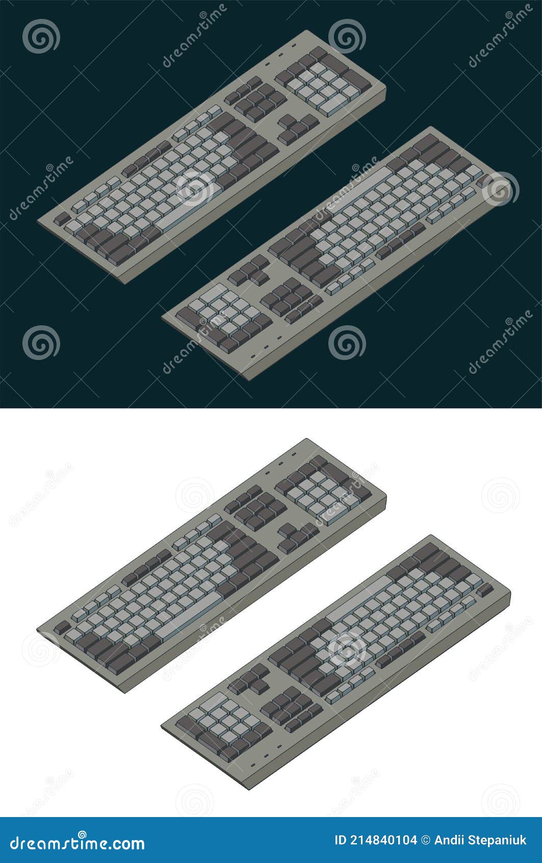 Retro Style Keyboard Isometric Color Drawings Stock Vector ...