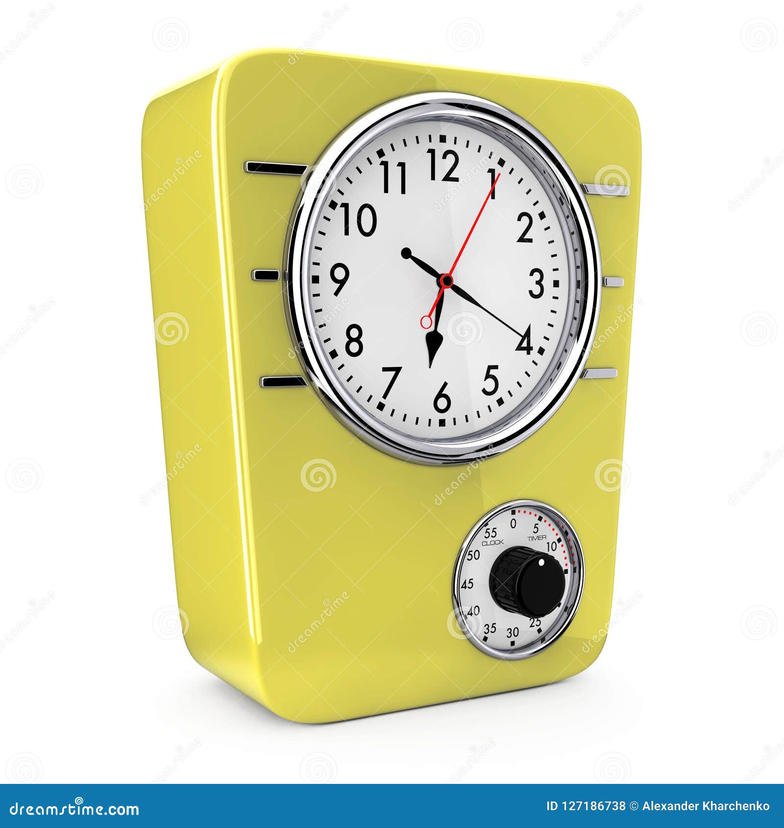 Retro Style Kitchen Clock with Timer. 3d Rendering Stock Illustration ...