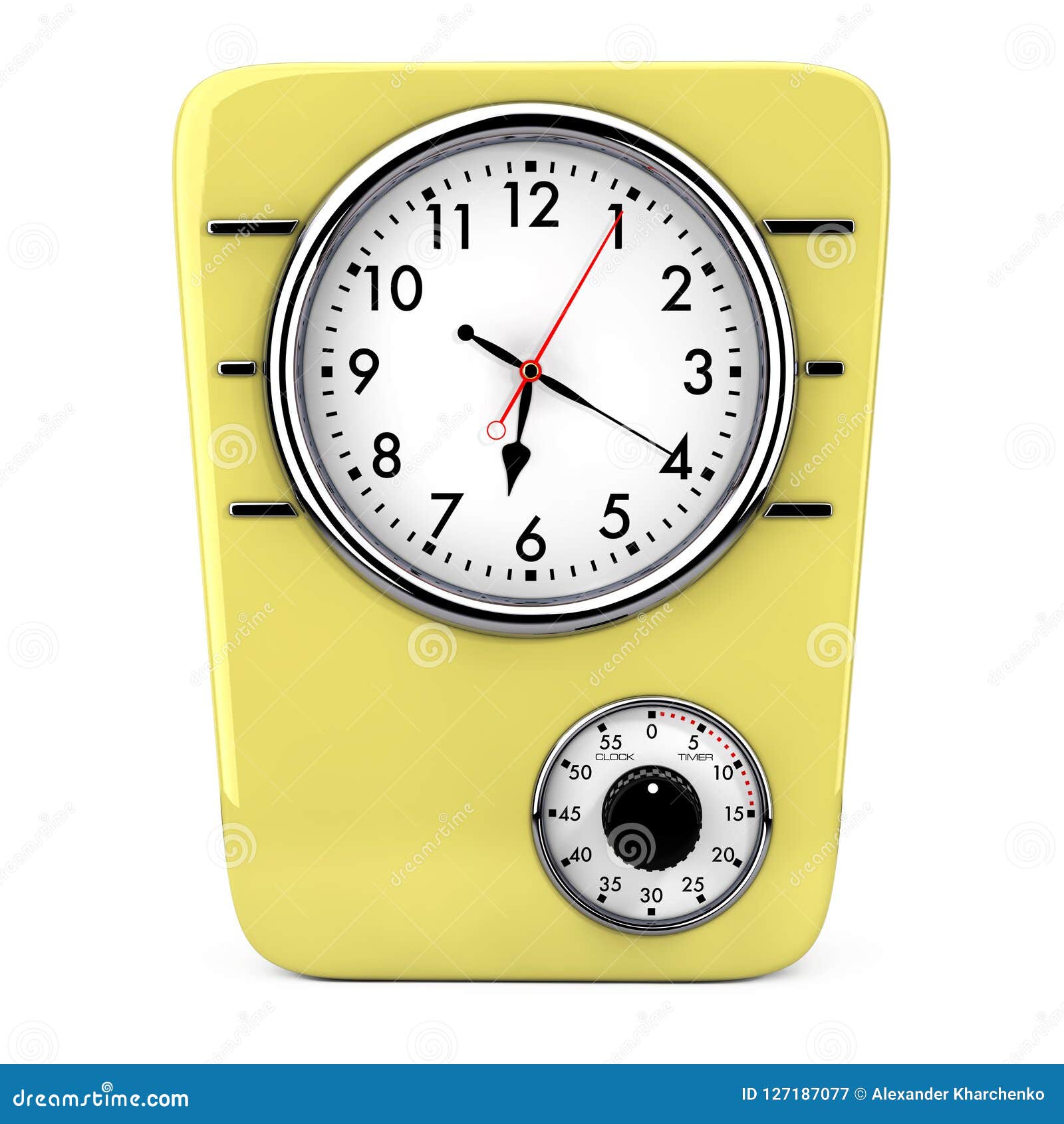 Retro Style Kitchen Clock with Timer. 3d Rendering Stock Illustration ...