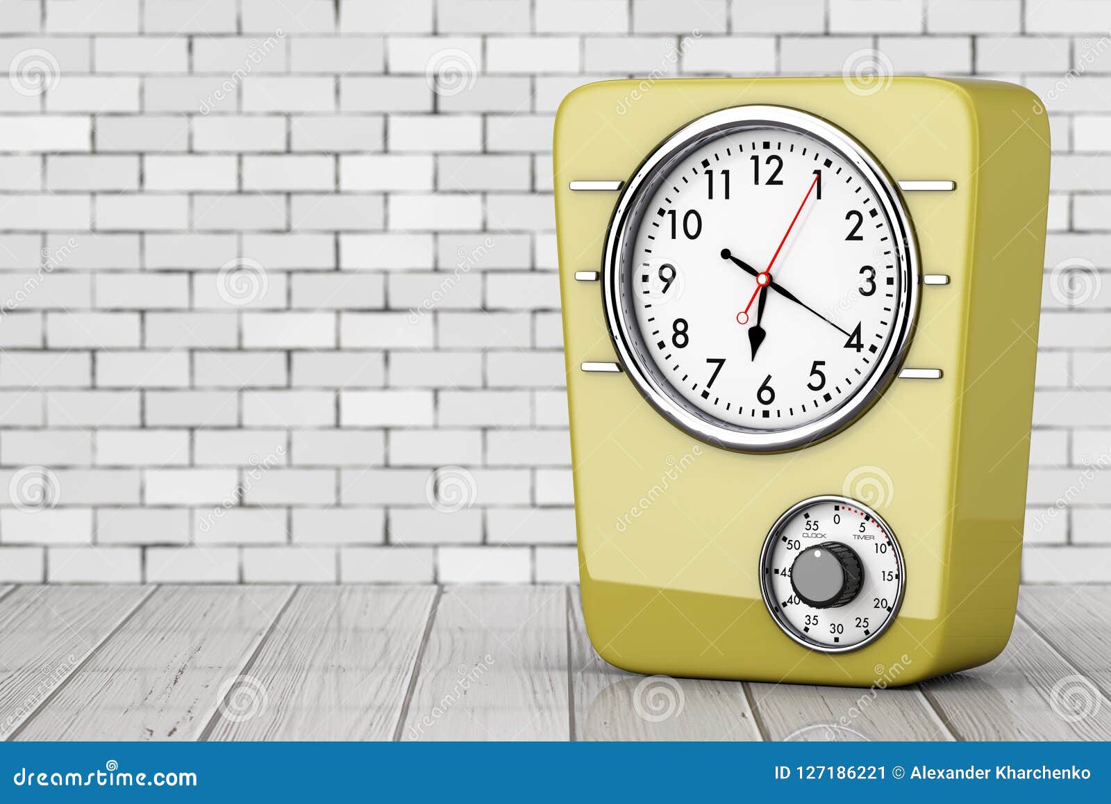Retro Style Kitchen Clock with Timer. 3d Rendering Stock Illustration ...
