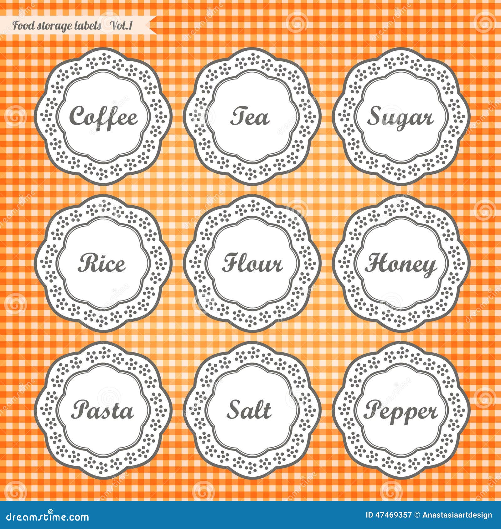 Retro Style Kitchen Food Storage Tags Collection Stock Vector ...