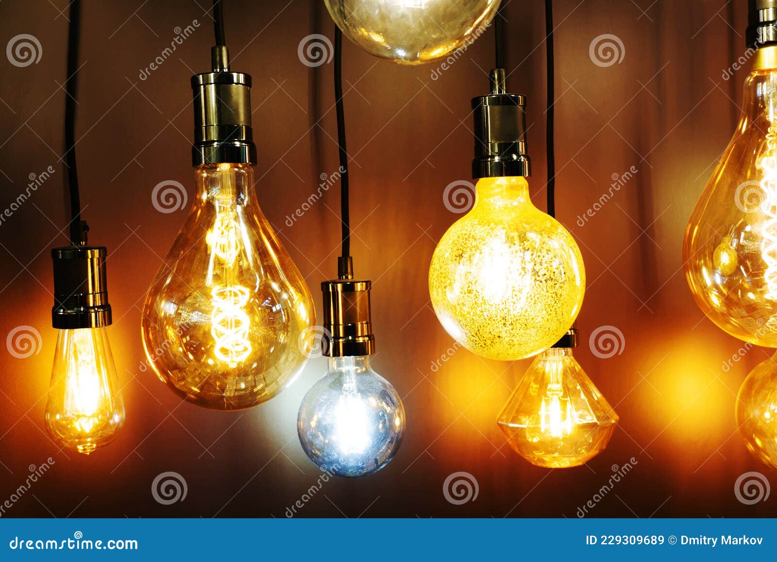 Retro Style LED Lamps. Bright Lights in an Electrical Store Stock Image ...