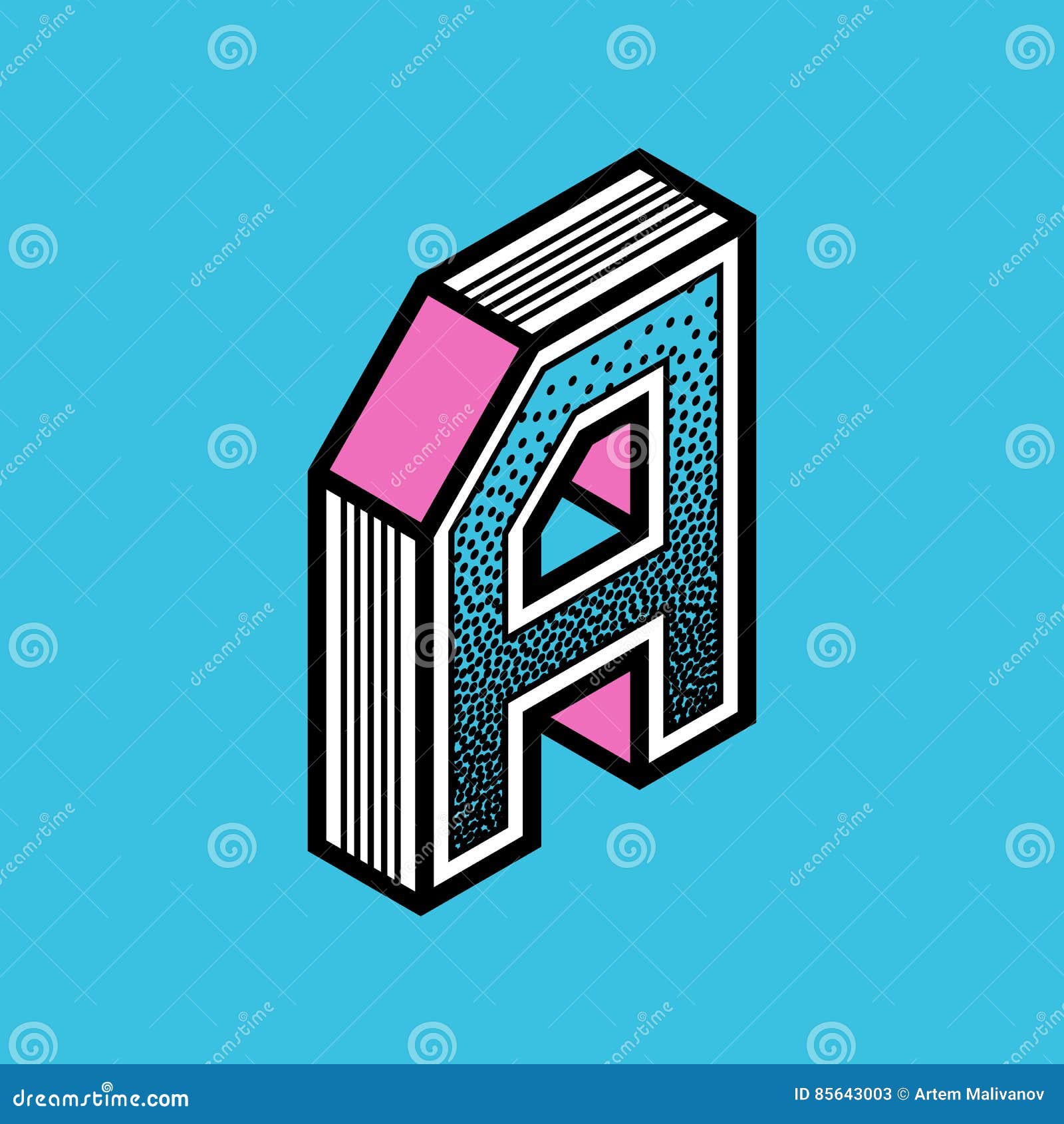 Retro Style Letter a. Cyan and Magenta Colour. Stock Vector ...