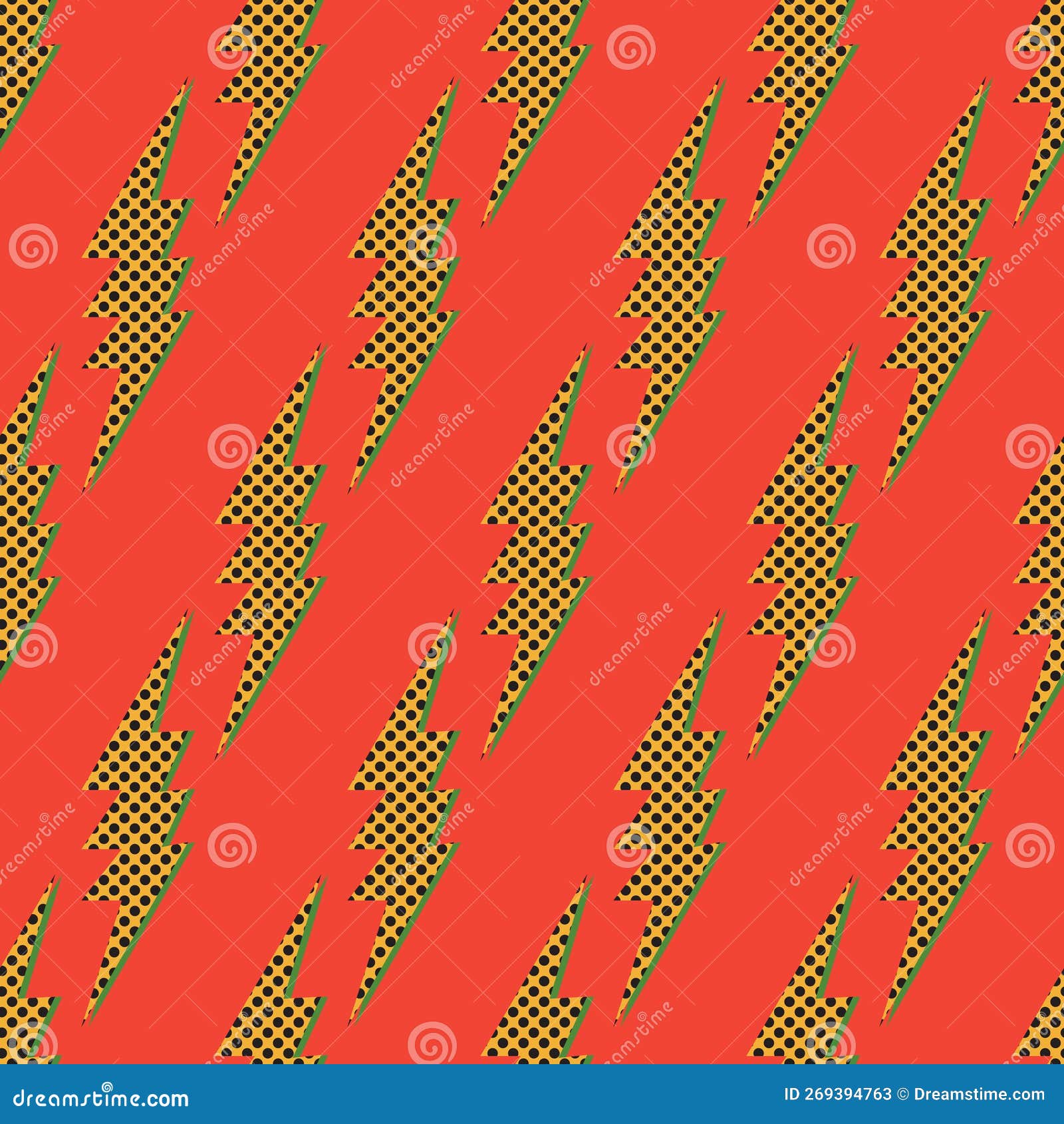 Retro Style Lightning Bolt Seamless Pattern Stock Vector - Illustration ...