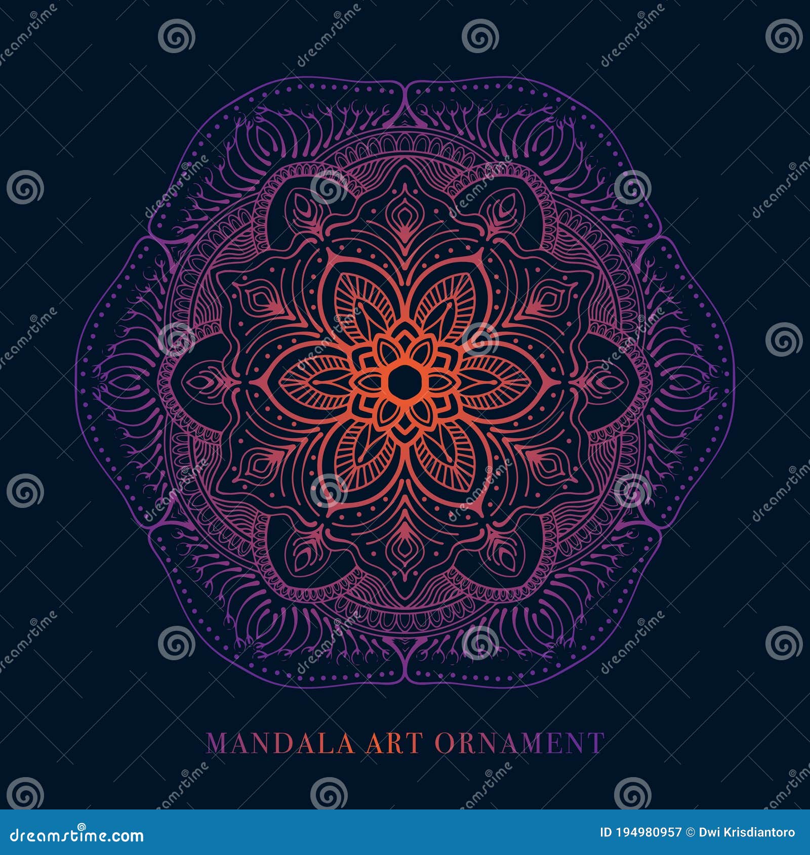 Retro Style Mandala Art Vector Illustration Stock Vector - Illustration ...