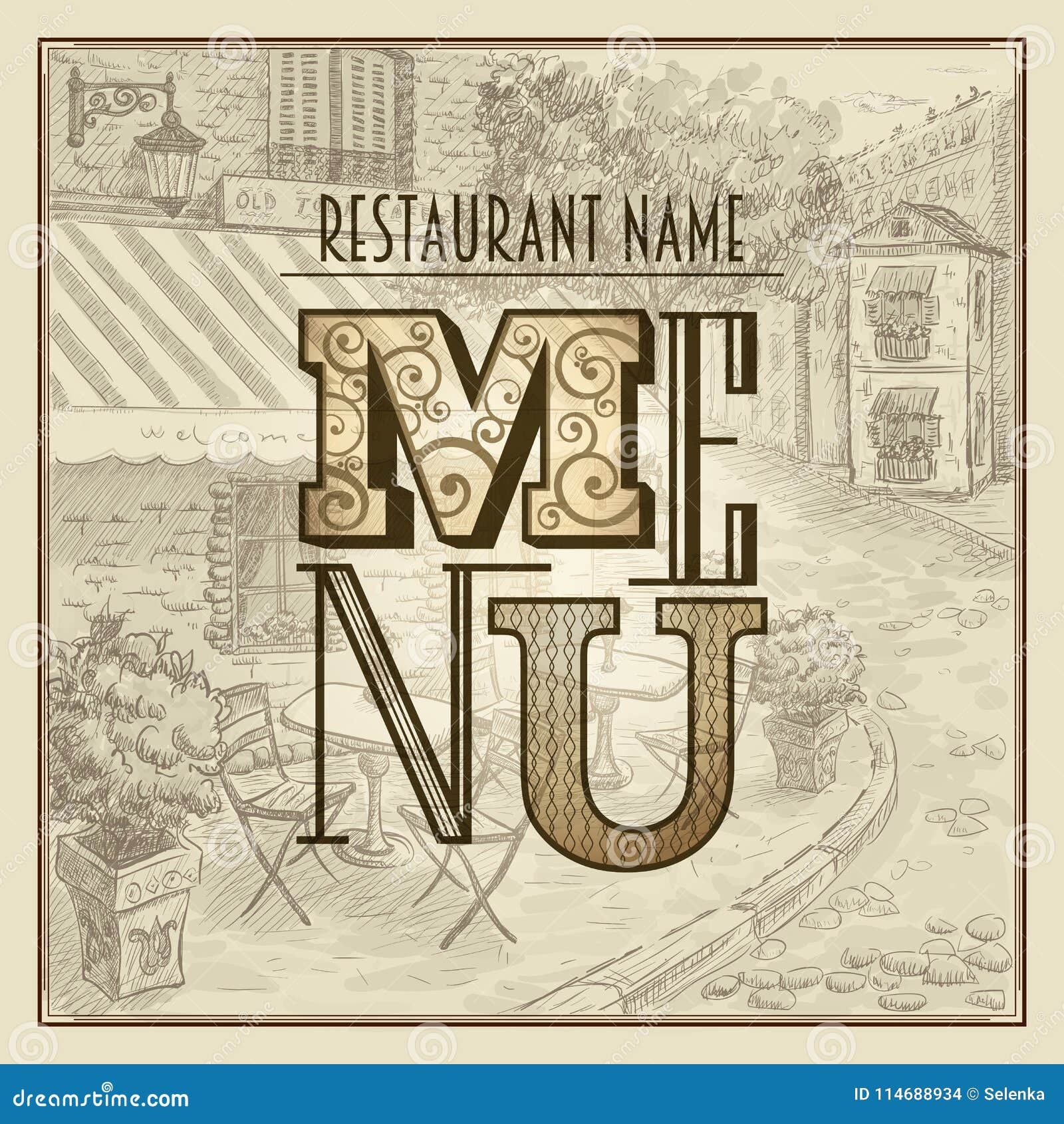 Retro style menu cover stock vector. Illustration of board - 114688934