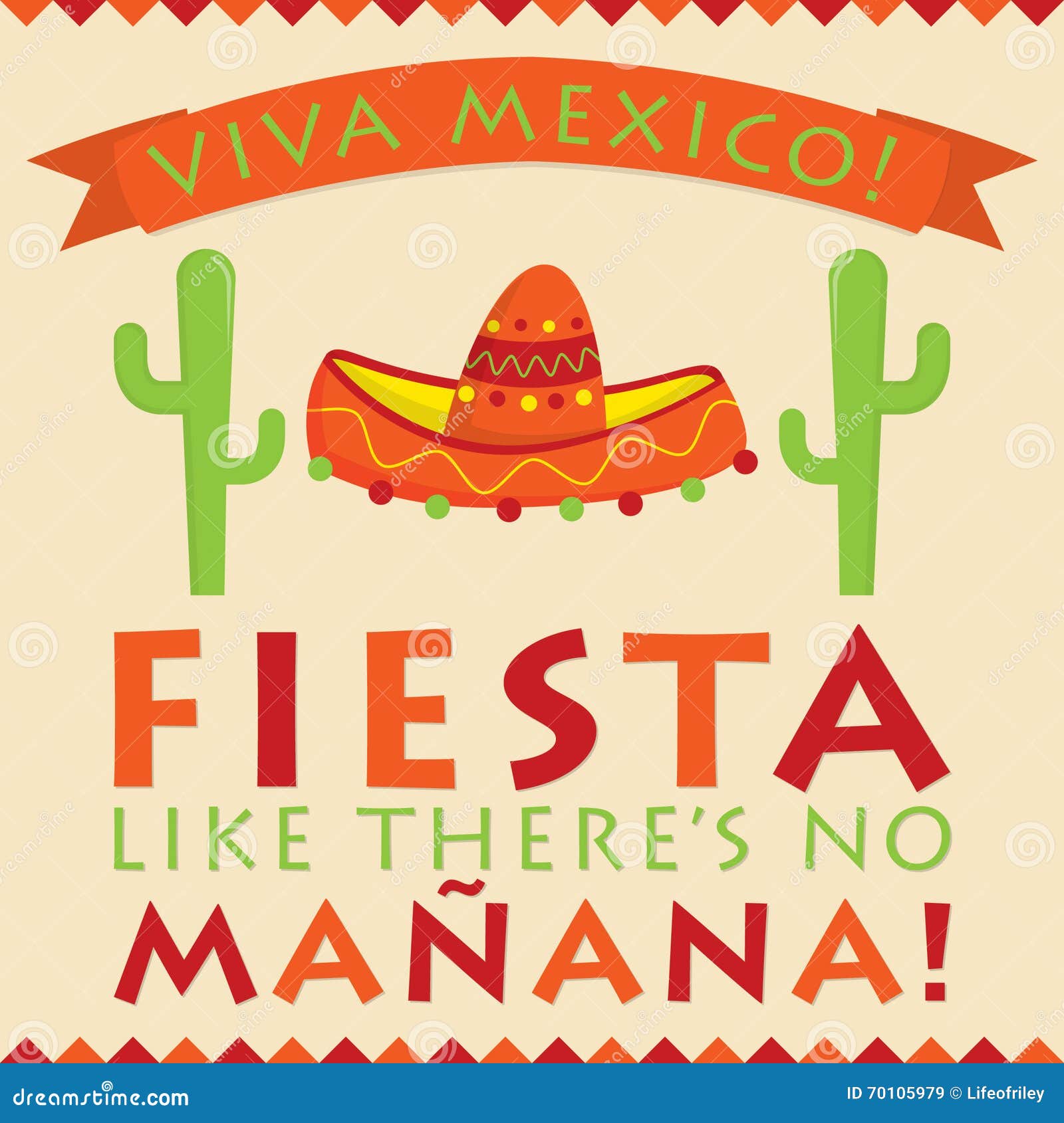 Retro Style Mexican Fiesta Card Stock Illustration - Illustration of ...