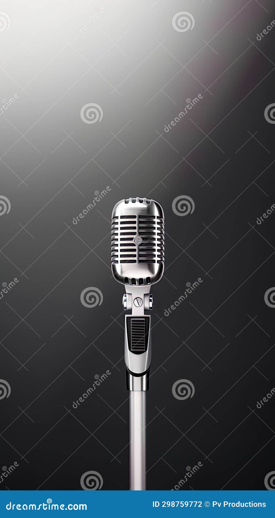 Retro Style Microphone Isolated on Black Background. Stock Photo ...
