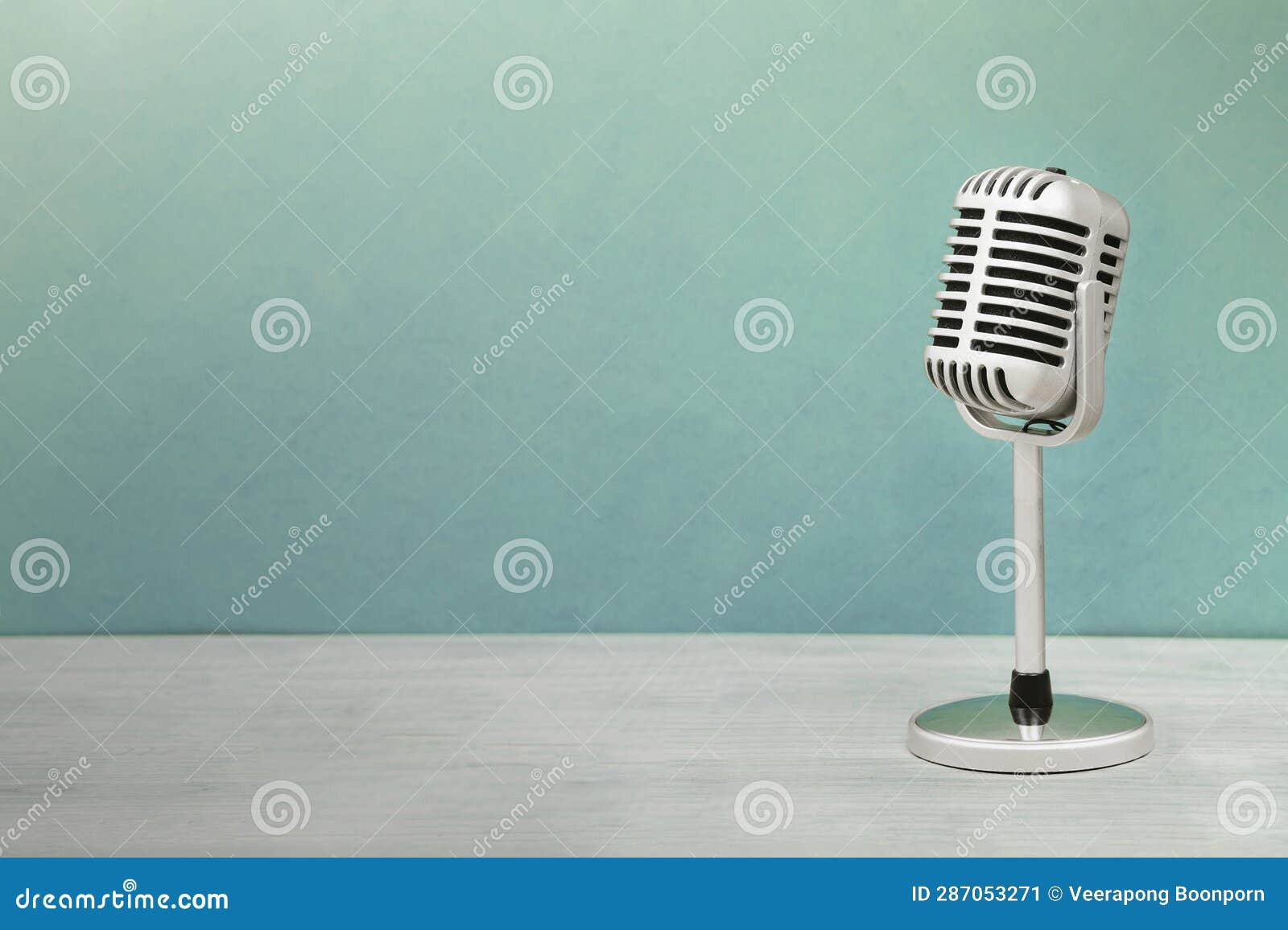 Retro Style Microphone Isolated on Green Background Stock Image - Image ...