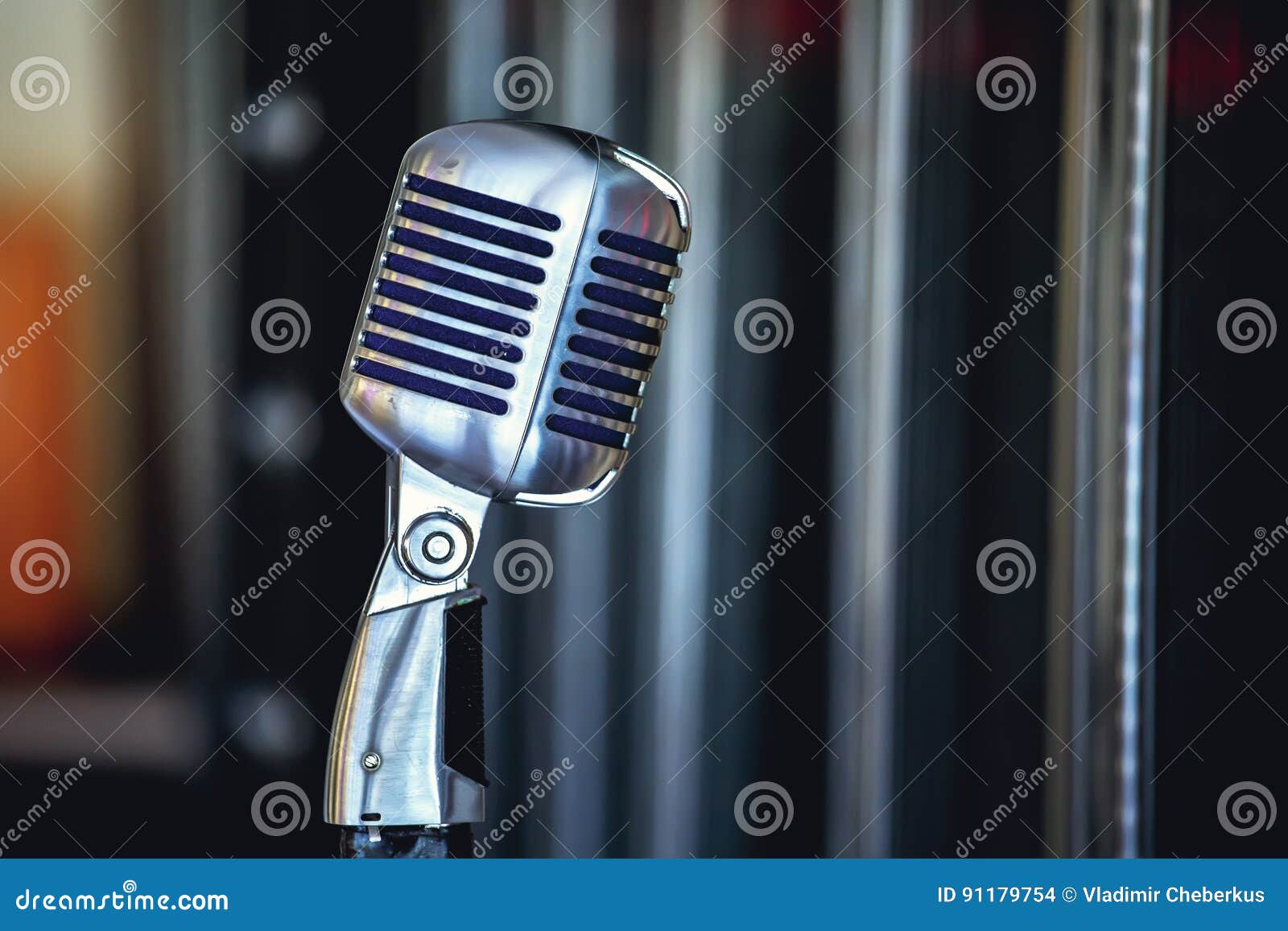 Retro Style Microphone on Stage in the Spotlight Performance of the ...