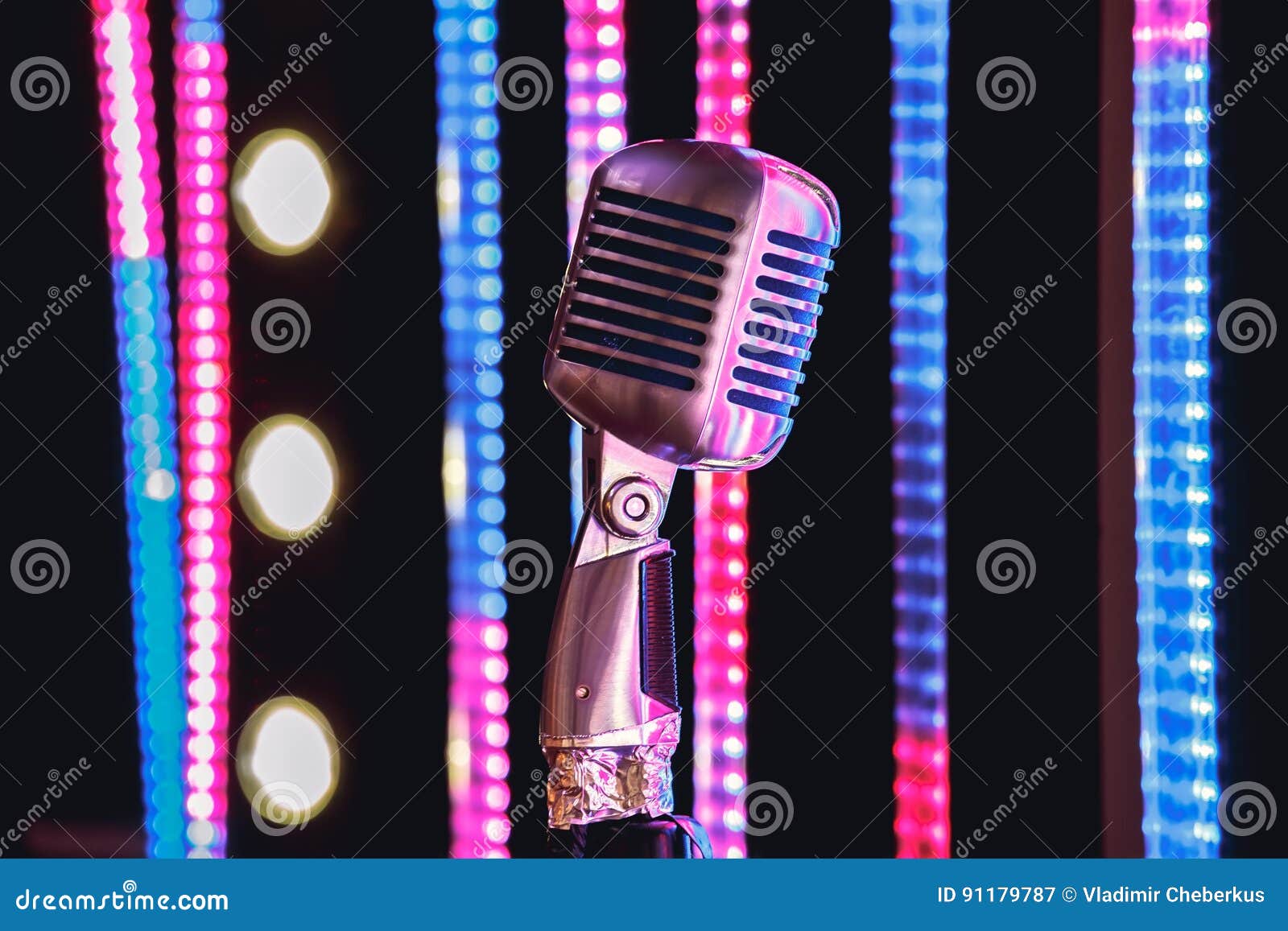 Retro Style Microphone on Stage in the Spotlight Performance of the ...