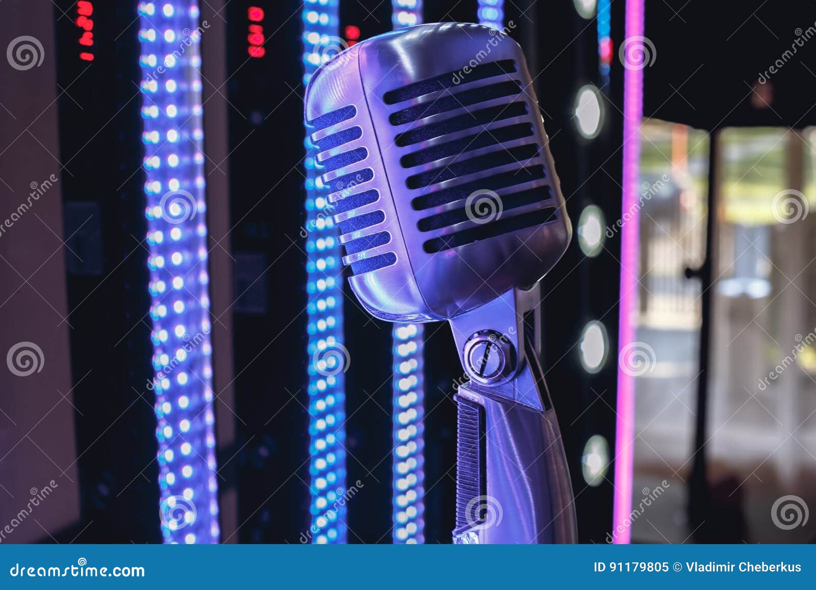 Retro Style Microphone on Stage in the Spotlight Performance of the ...