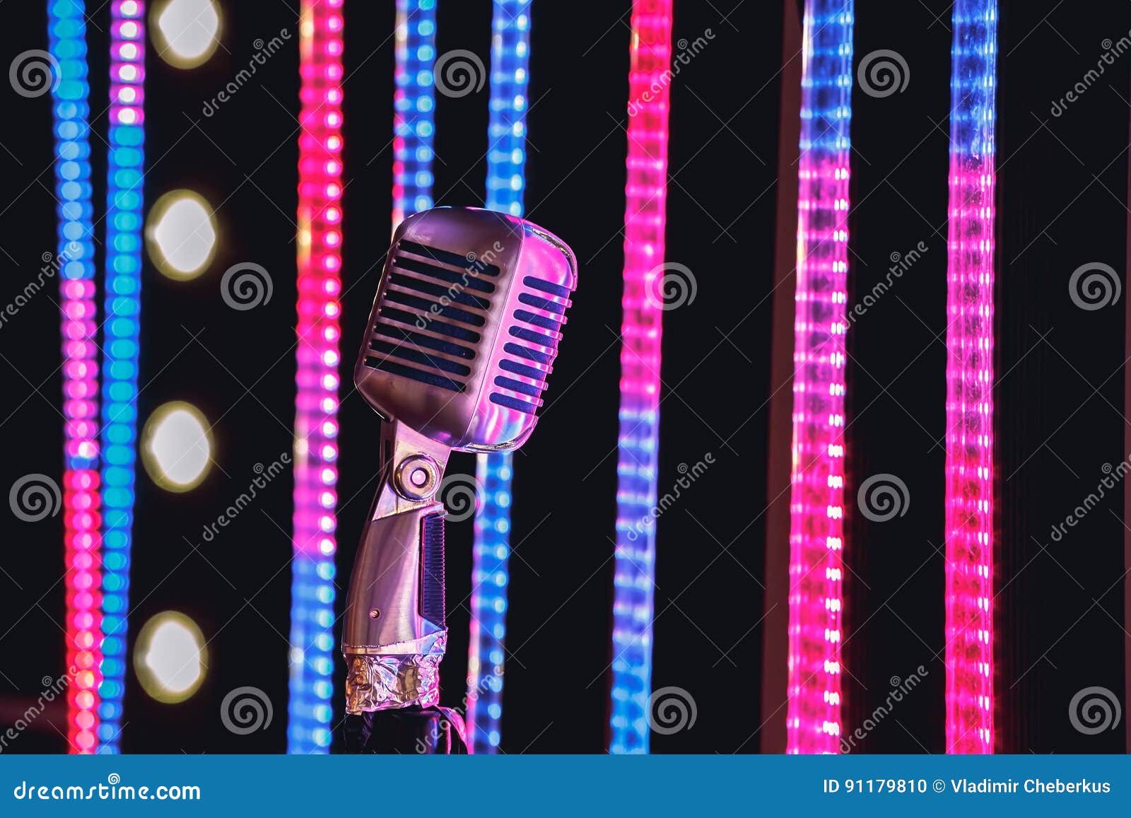 Retro Style Microphone on Stage in the Spotlight Performance of the ...