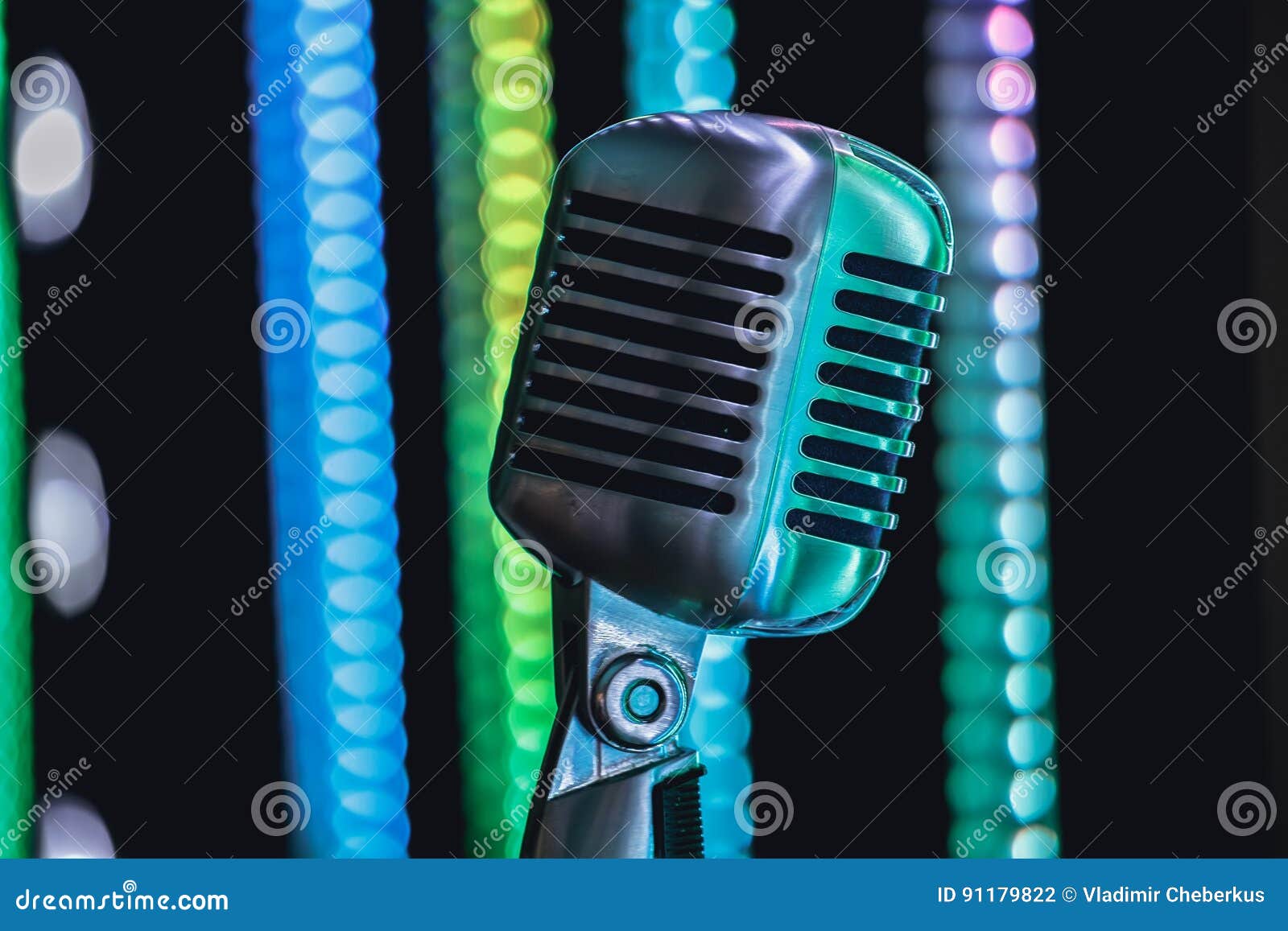 Retro Style Microphone on Stage in the Spotlight Performance of the ...