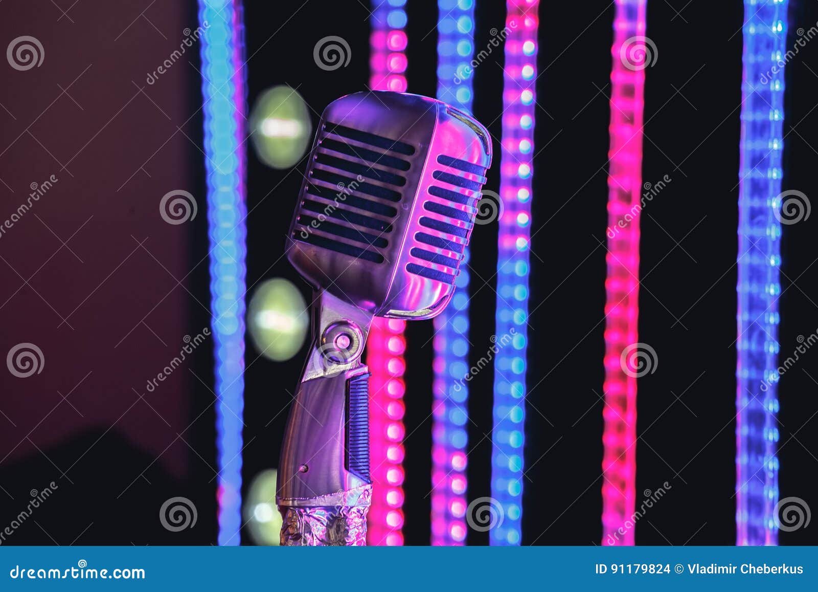 Retro Style Microphone on Stage in the Spotlight Performance of the ...