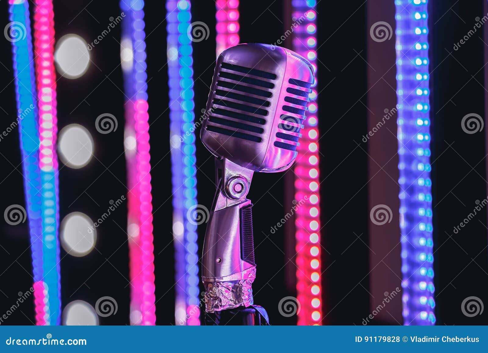 Retro Style Microphone on Stage in the Spotlight Performance of the ...