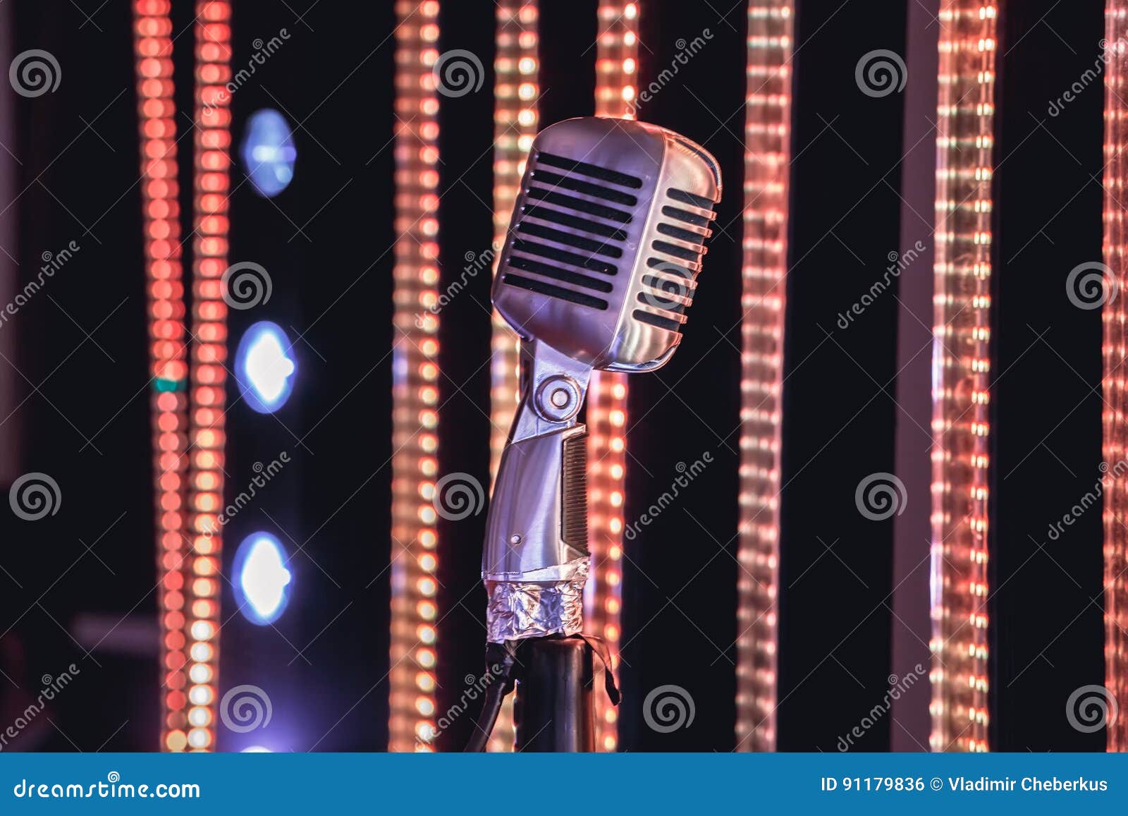 Retro Style Microphone on Stage in the Spotlight Performance of the ...