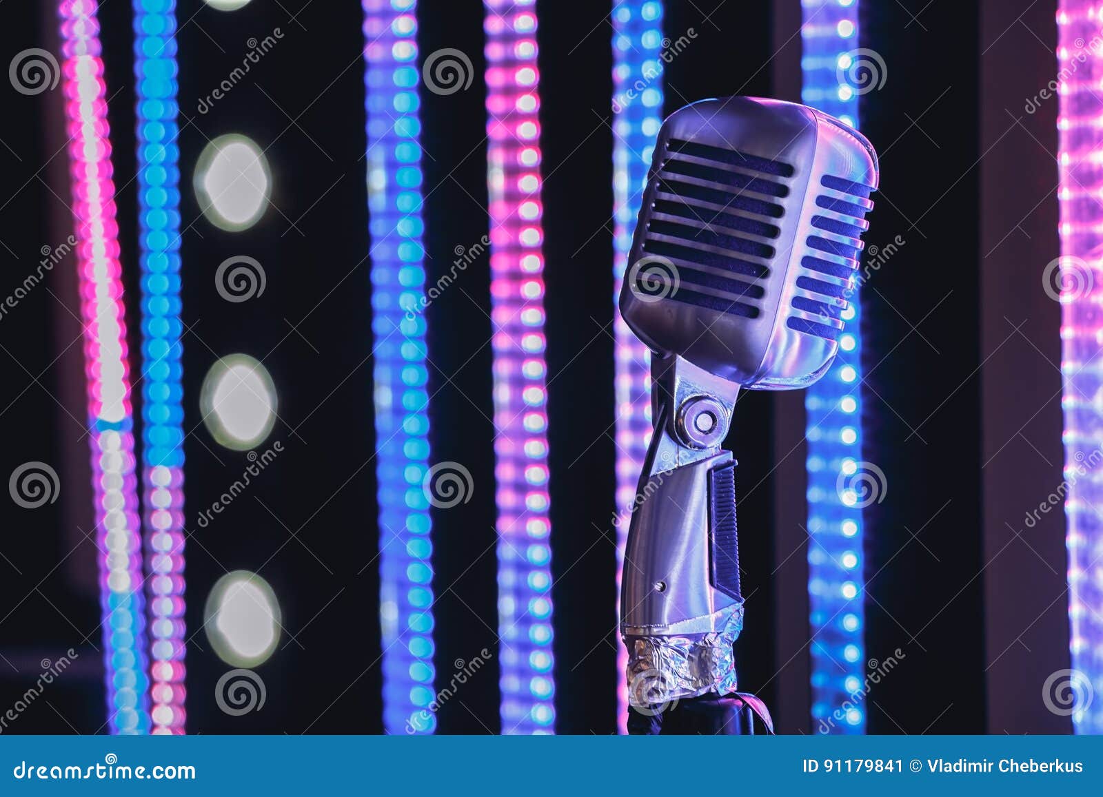 Retro Style Microphone on Stage in the Spotlight Performance of the ...