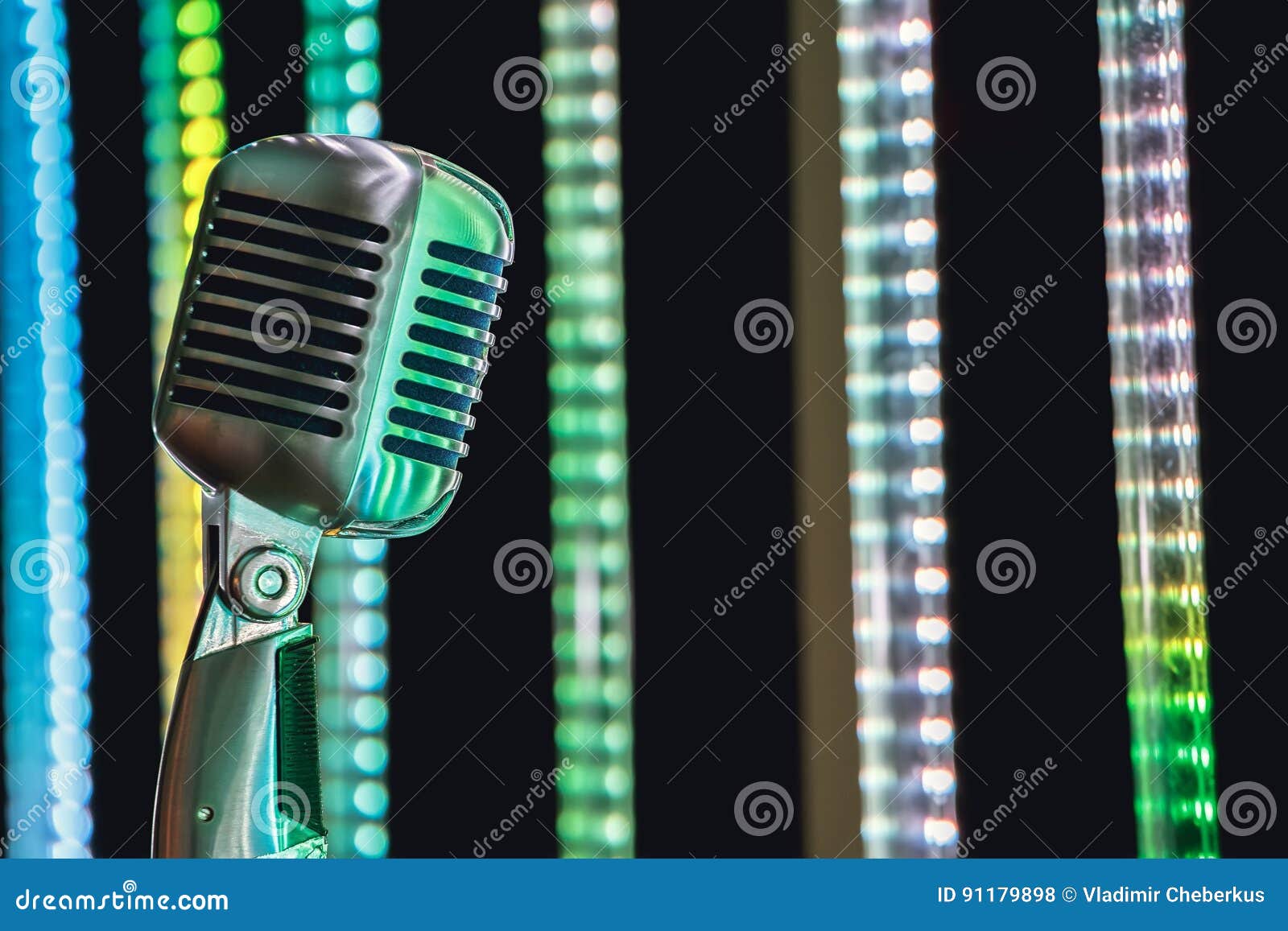 Retro Style Microphone on Stage in the Spotlight Performance of the ...
