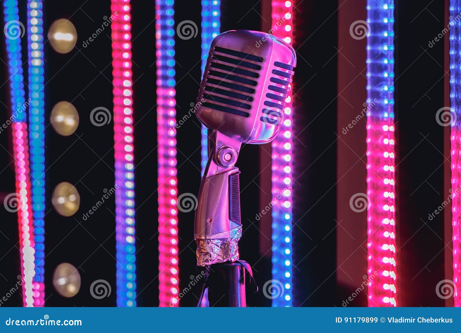 Retro Style Microphone on Stage in the Spotlight Performance of the ...