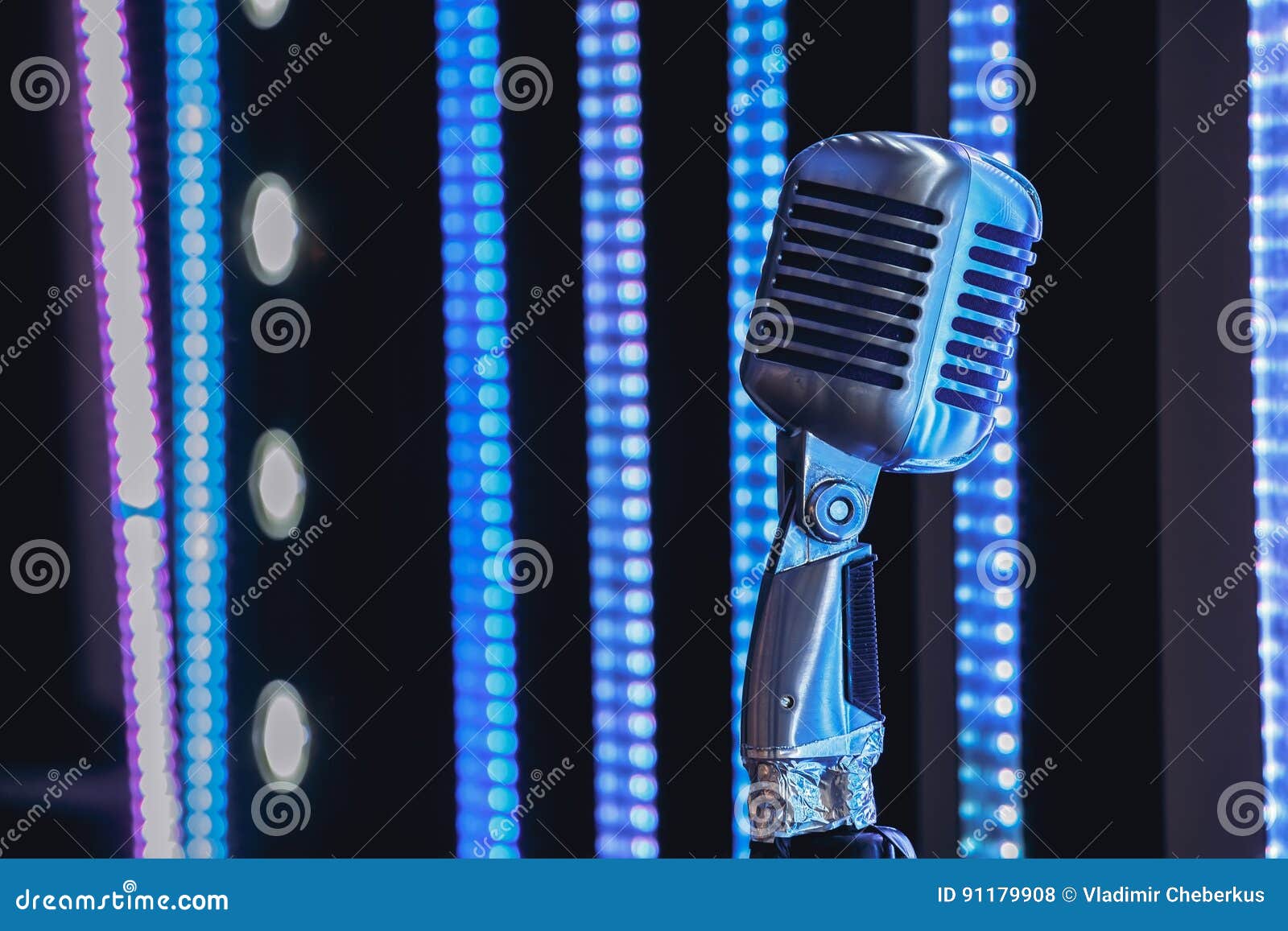 Retro Style Microphone on Stage in the Spotlight Performance of the ...