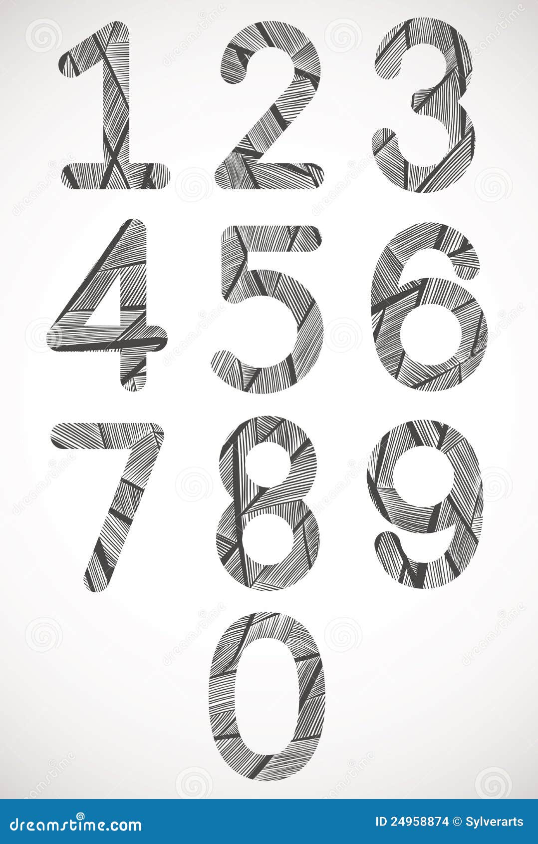 Retro Style Numbers Typeset. Stock Vector - Illustration of serif ...