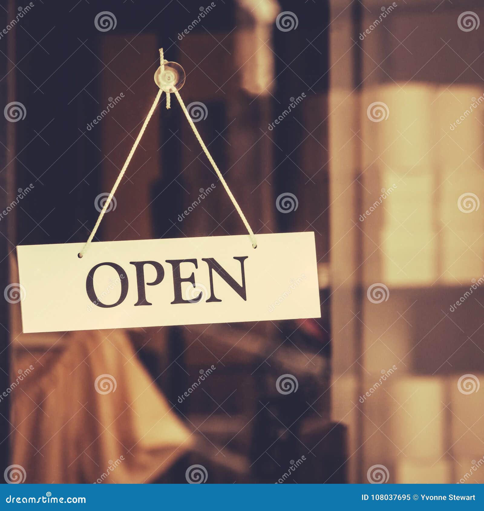 Open Sign in Small Business Window Stock Image - Image of coffee ...