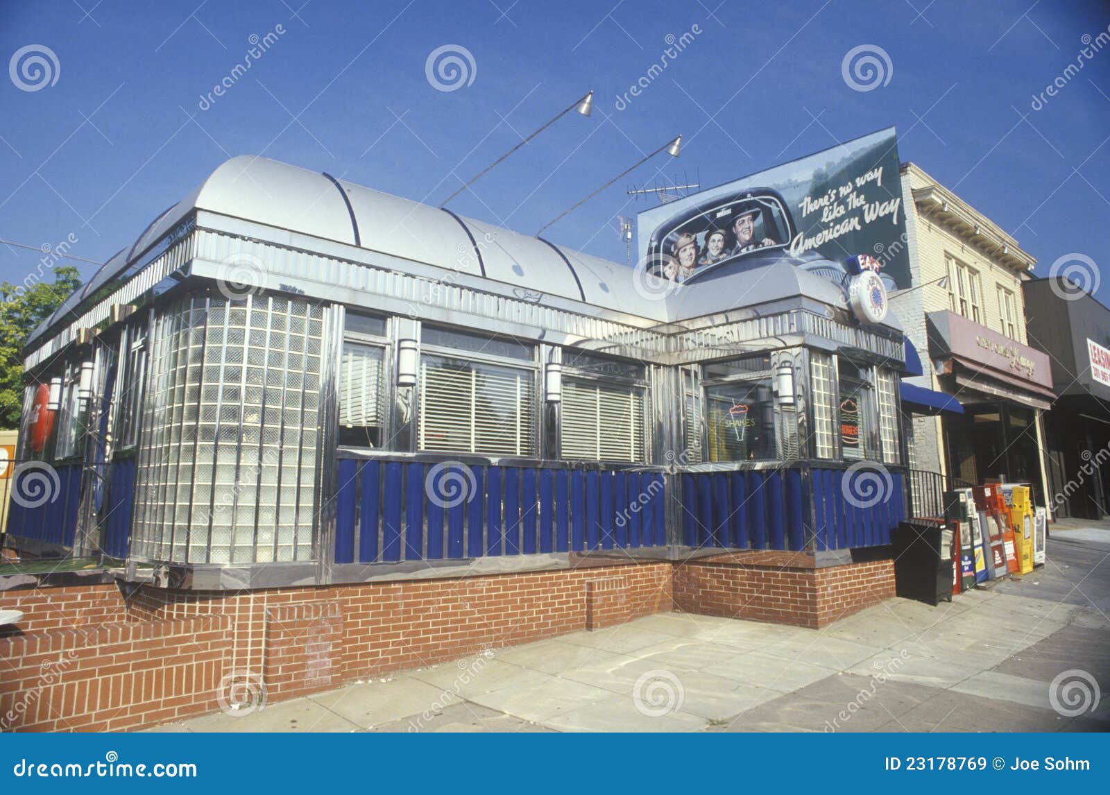 Retro-style outside diner editorial stock image. Image of commerce ...