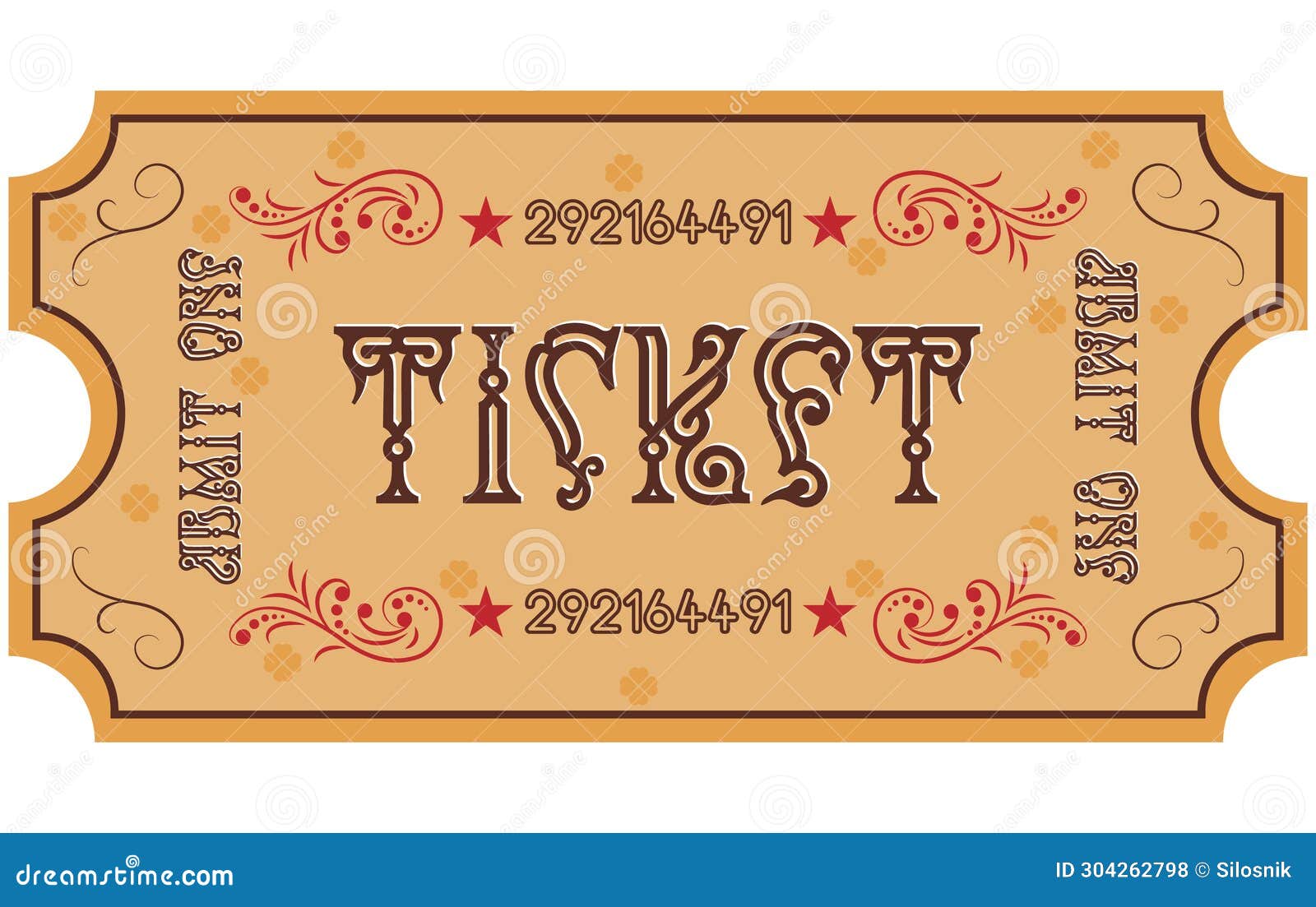 Retro Style Paper Cinema Ticket Stock Illustration - Illustration of ...