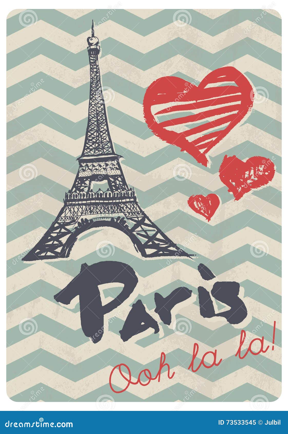 Retro Style Paris Love Vector Print Stock Vector - Illustration of ...