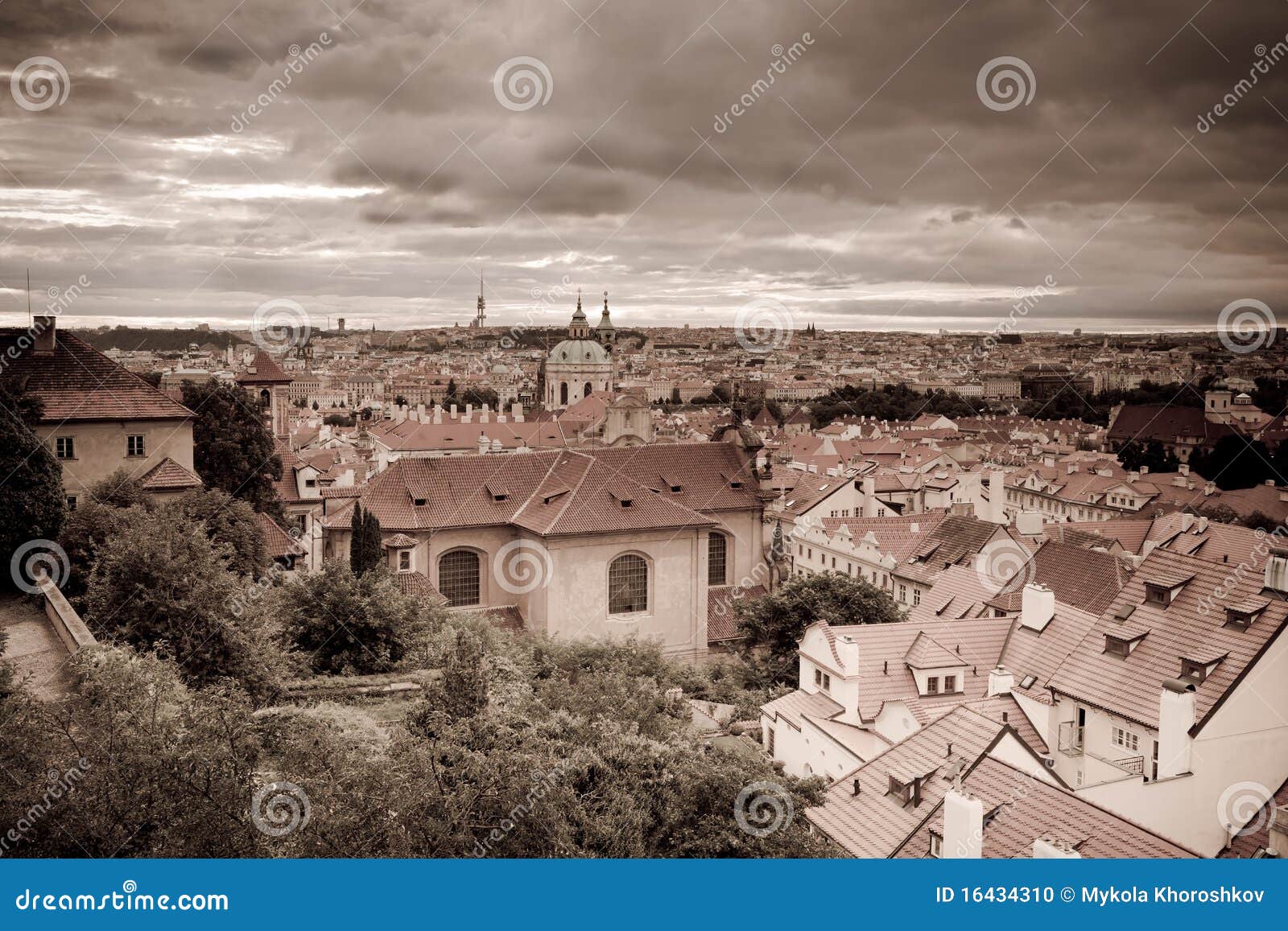 Retro Style Photo of Old Part of Prague Stock Photo - Image of eastern ...