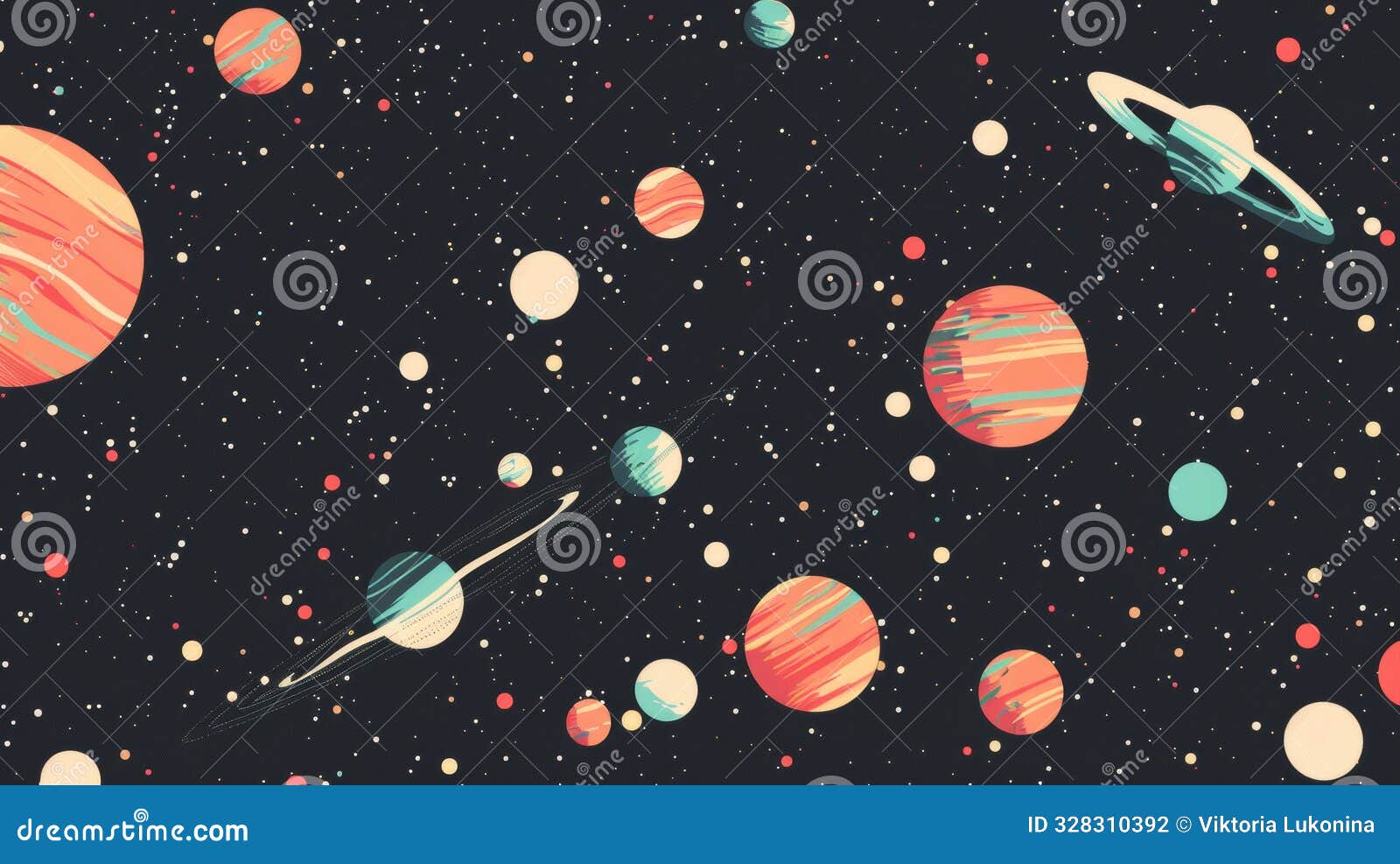 Retro Style Planetary Orbits in Space Stock Photo - Image of simple ...