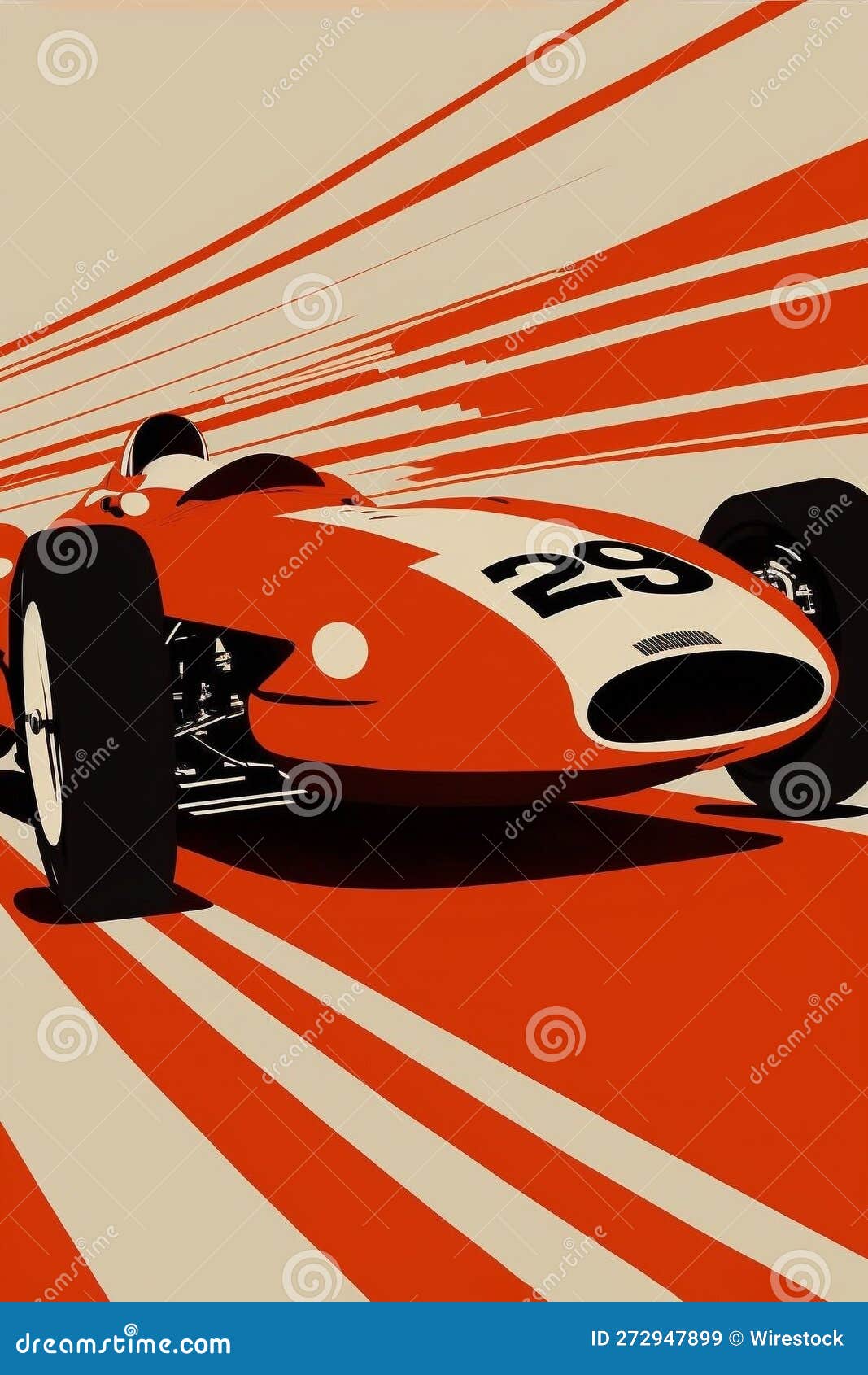 Retro-style Poster Featuring a Minimalist Race Car of the 1950s and ...